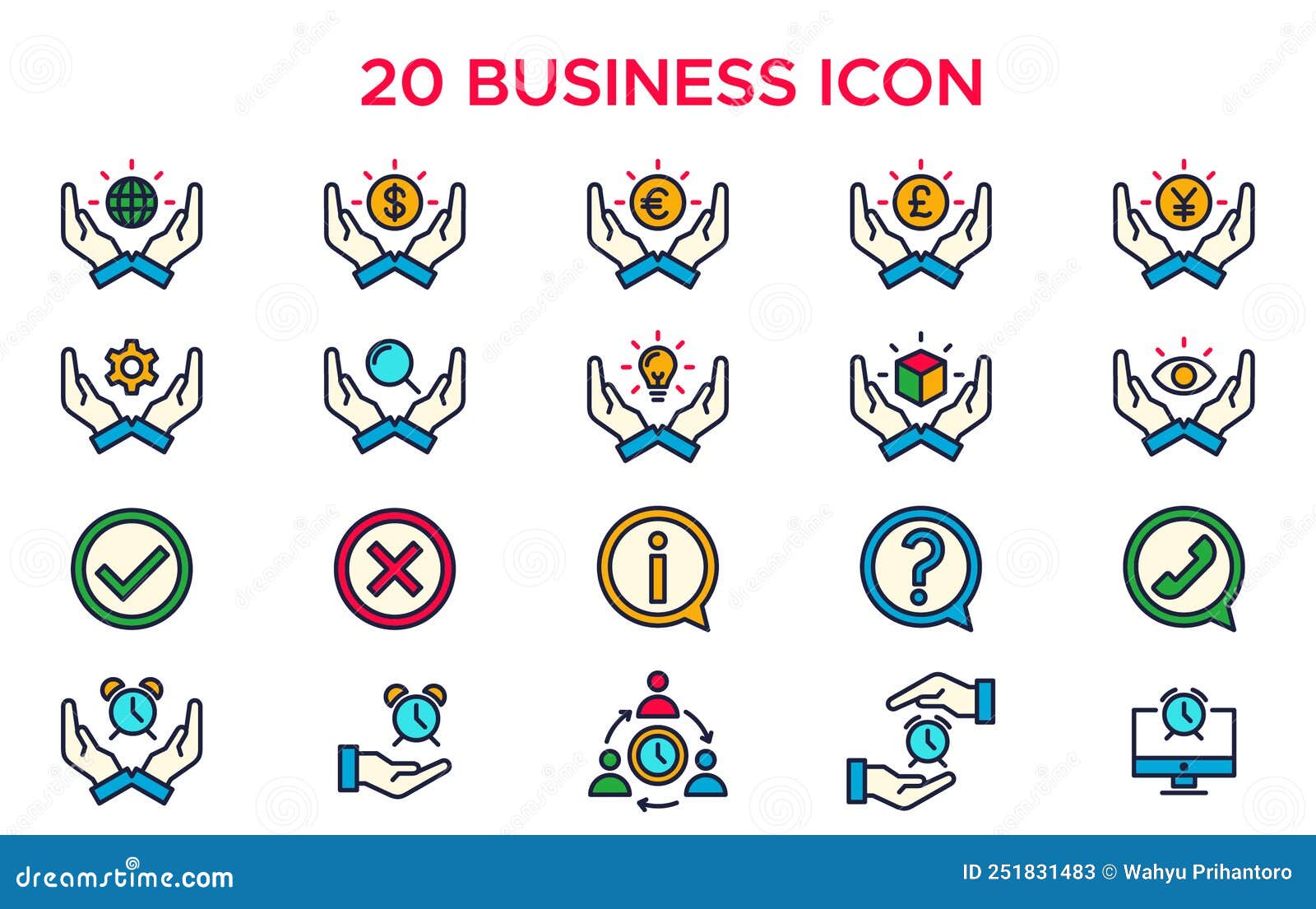 20 Business Icon Set stock vector. Illustration of diagram - 251831483
