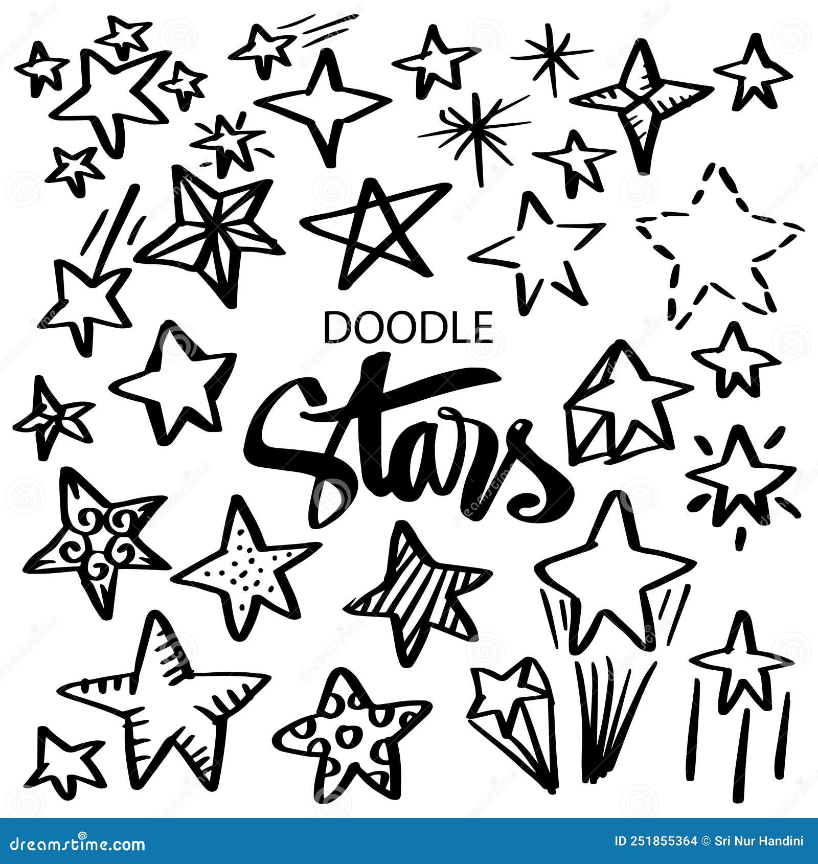 Set of Stars Doodle Hand Drawing Illustration Stock Vector ...