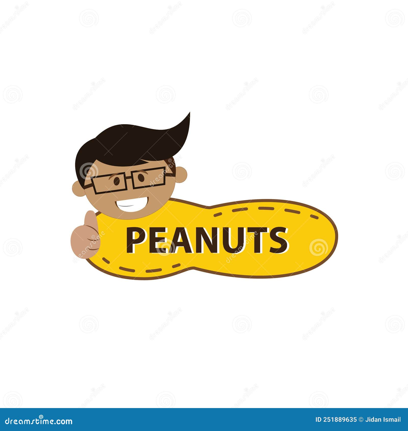 Vector Peanut Logo with Male Character in Cartoon Style for Template ...