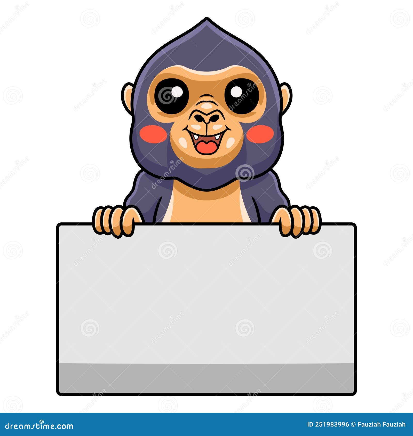Cute Little King Kong Cartoon Holding Blank Sign Stock Vector ...