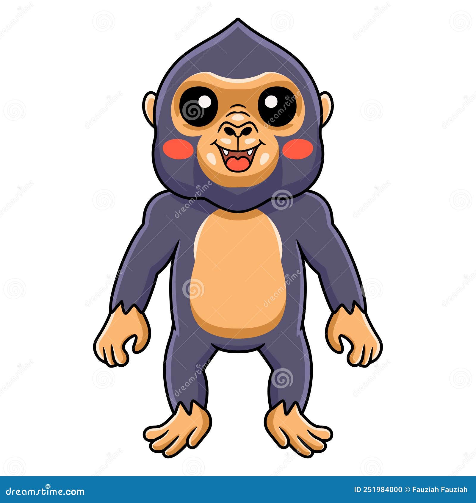 Cute Little King Kong Cartoon Standing Stock Vector - Illustration of ...