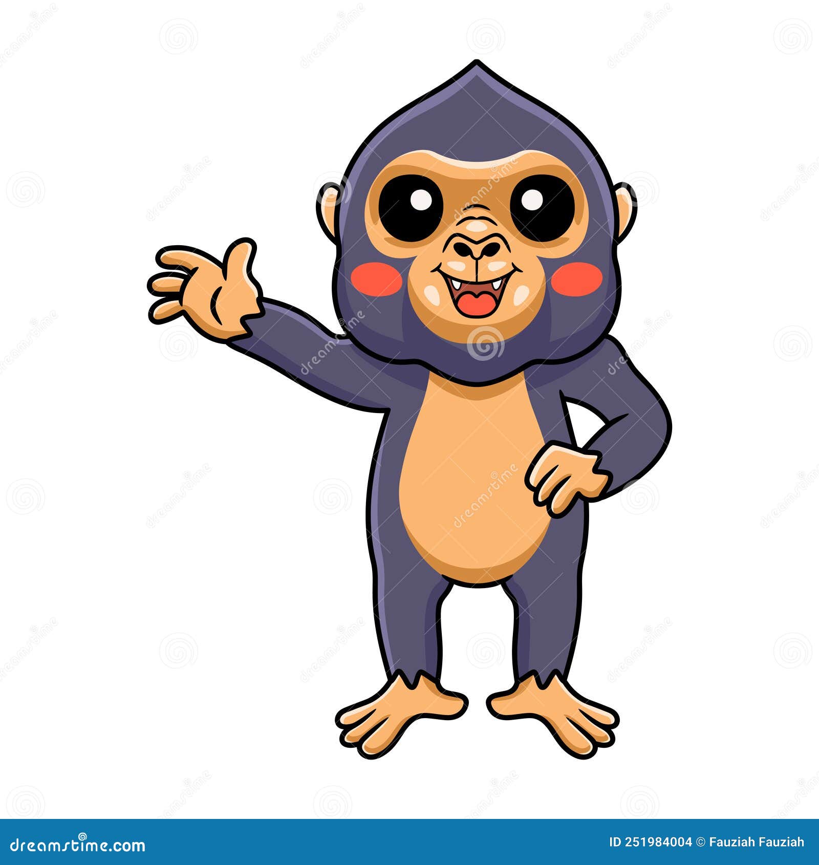 Cute Little King Kong Cartoon Waving Hand Stock Vector - Illustration ...