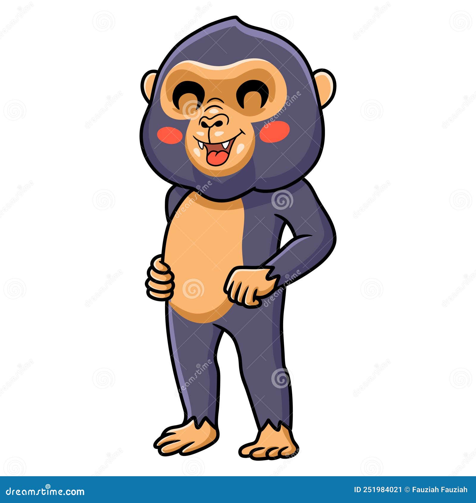 Cute Little King Kong Cartoon Standing Stock Vector - Illustration of ...