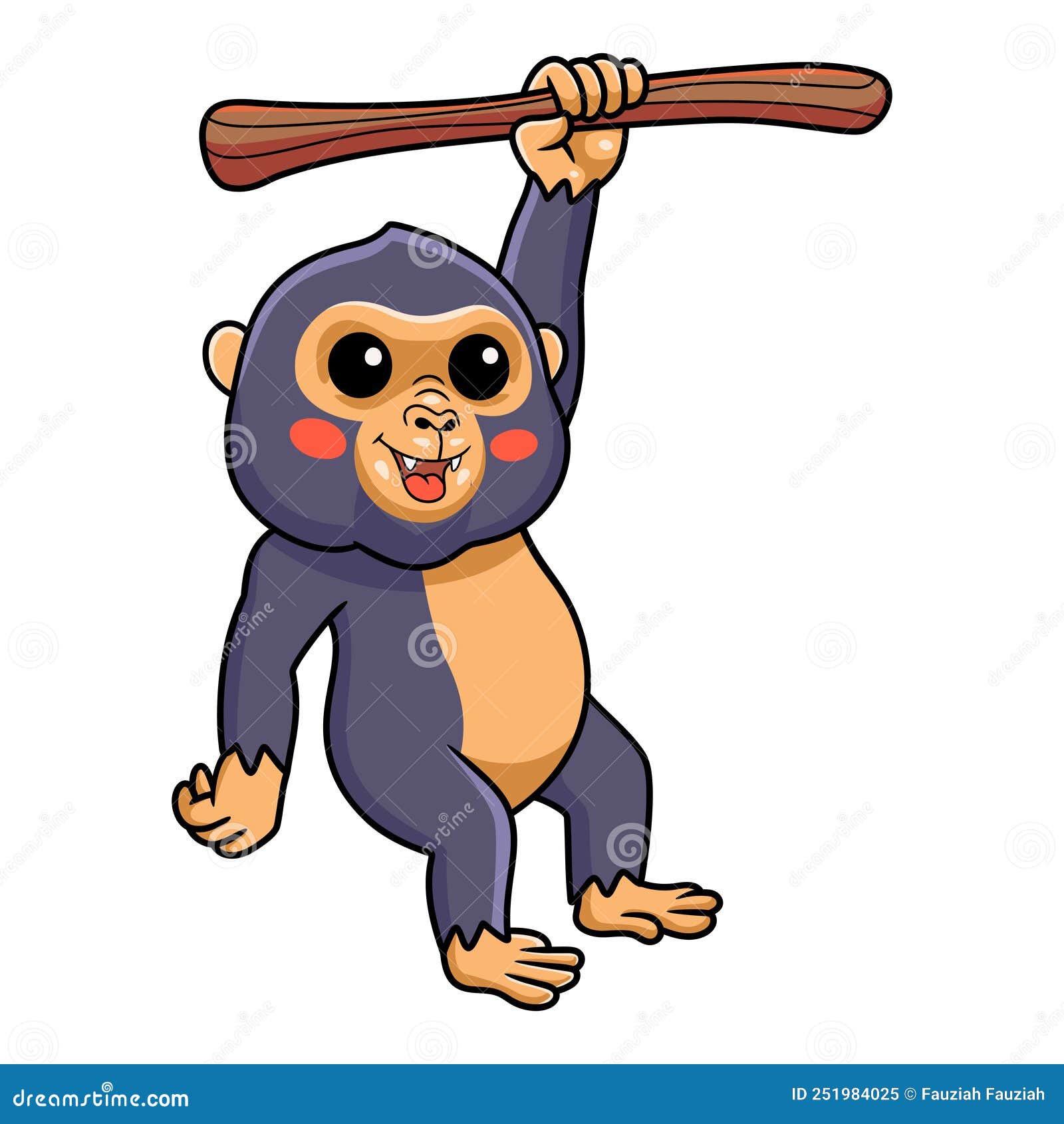 Cute Little King Kong Cartoon Hanging on Tree Stock Vector ...