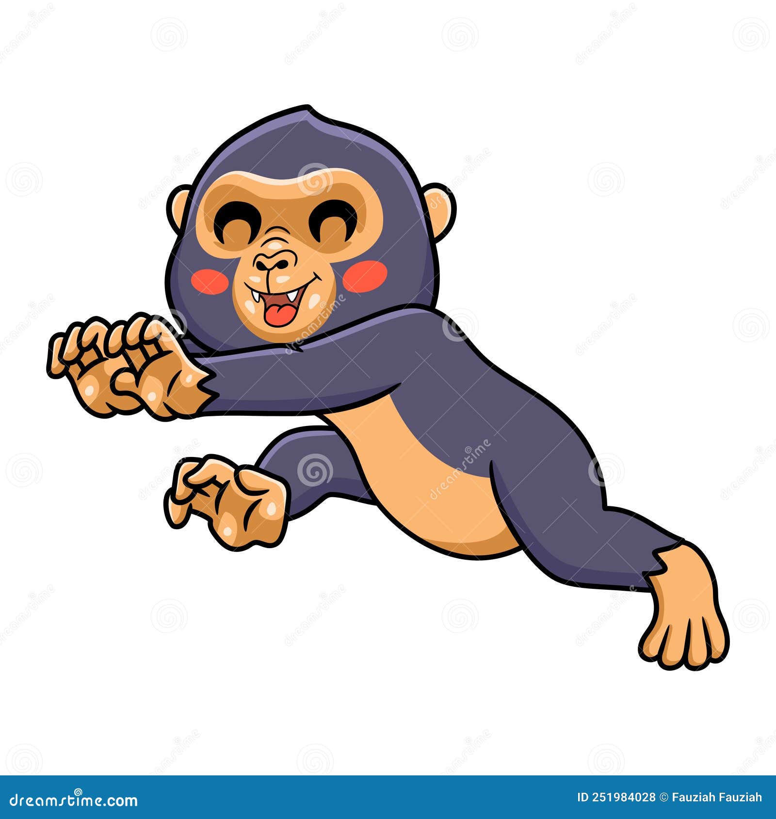 Cute Little King Kong Cartoon Walking Stock Vector - Illustration of ...