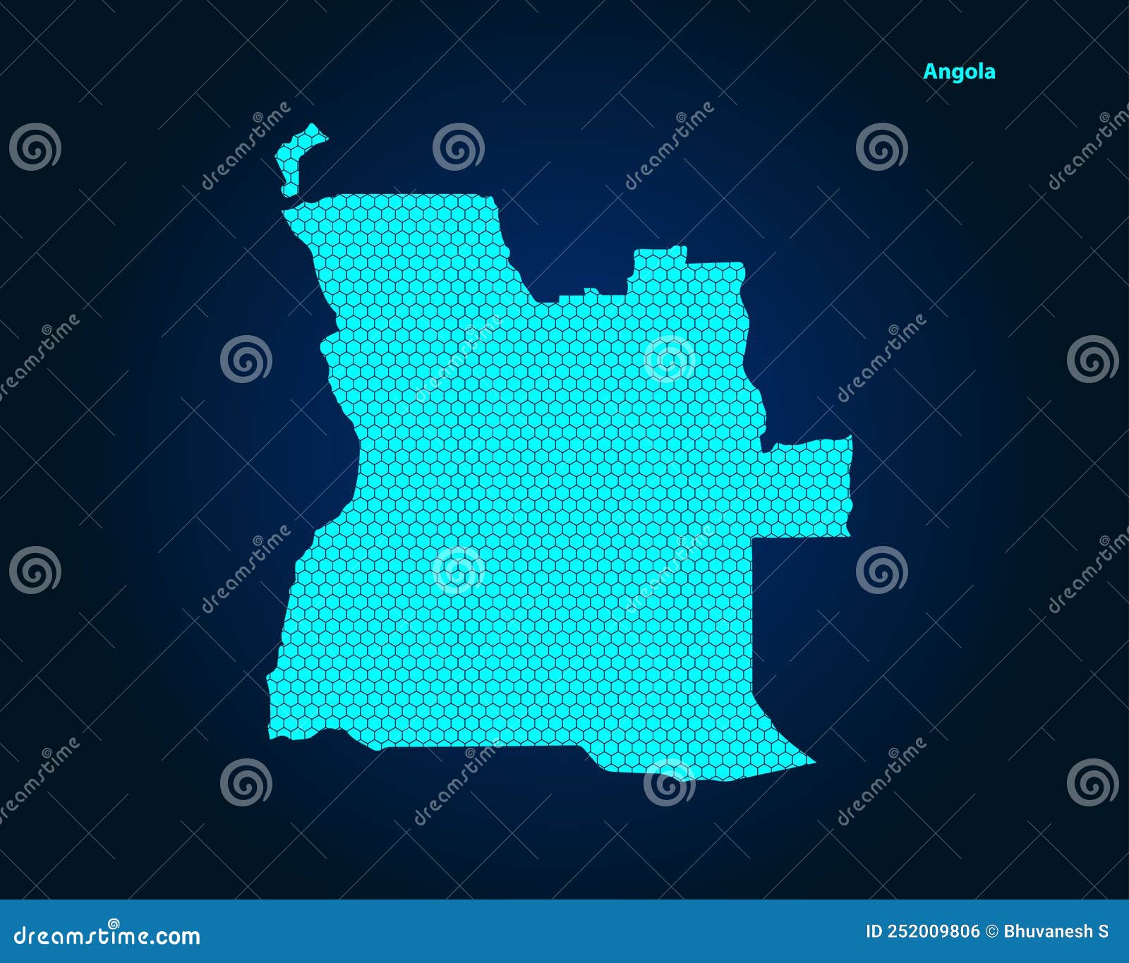 Angola On Dark Globe With Yellow World Map. Cartoon Vector ...