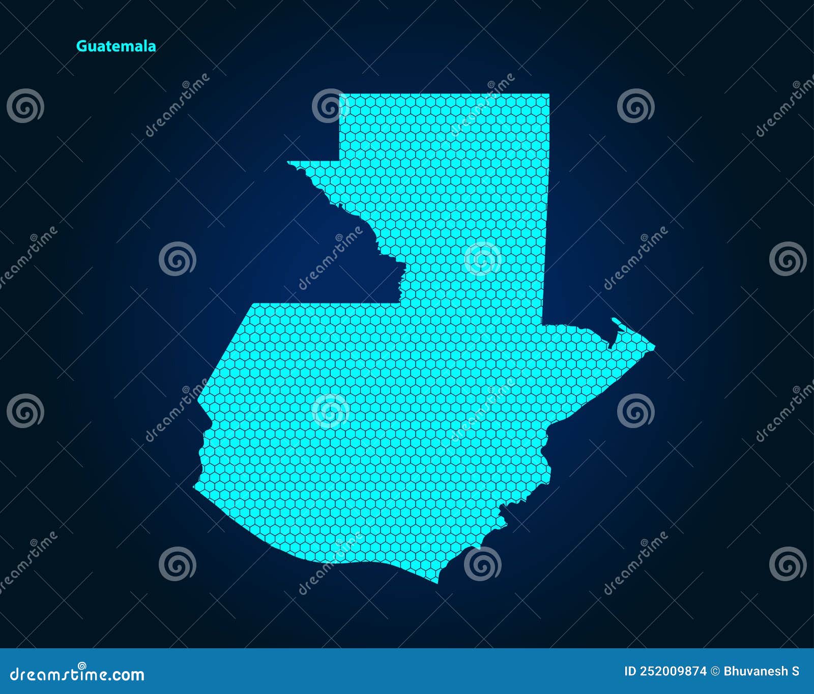 Honey Comb or Hexagon Textured Map of Guatemala Country Isolated on ...