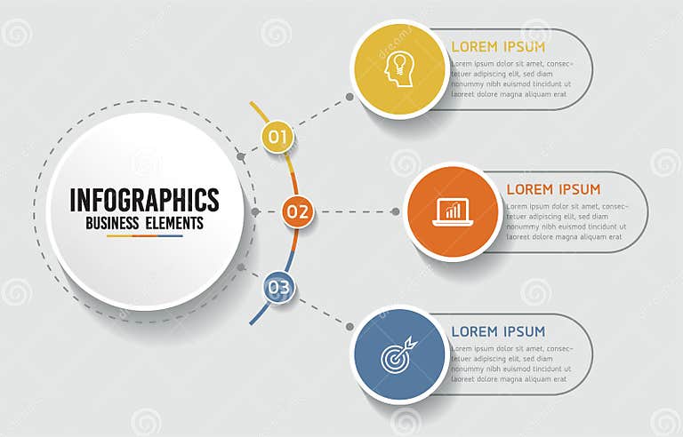 Connecting Steps Infographic Template with 3 Elements Stock Vector ...