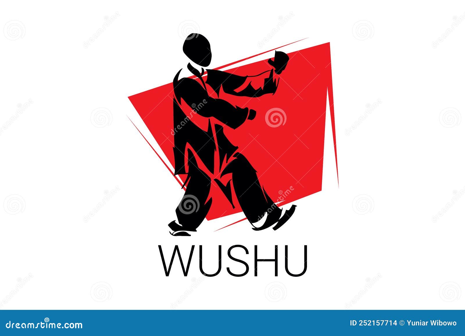 Wushu Sport Chinese Fighting Technique Fighter Vector Illustration ...