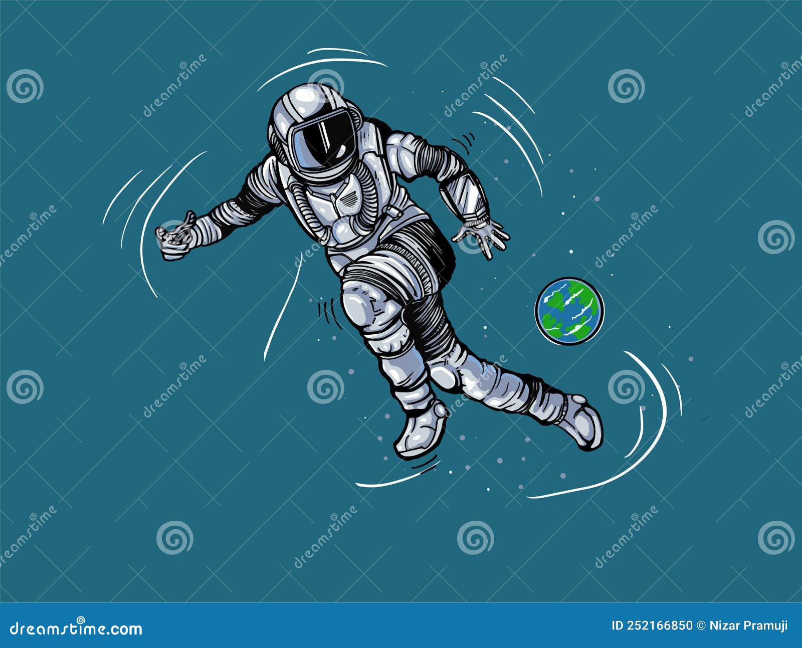 Astronaut Play Football in the Galaxy Illustration Stock Vector ...