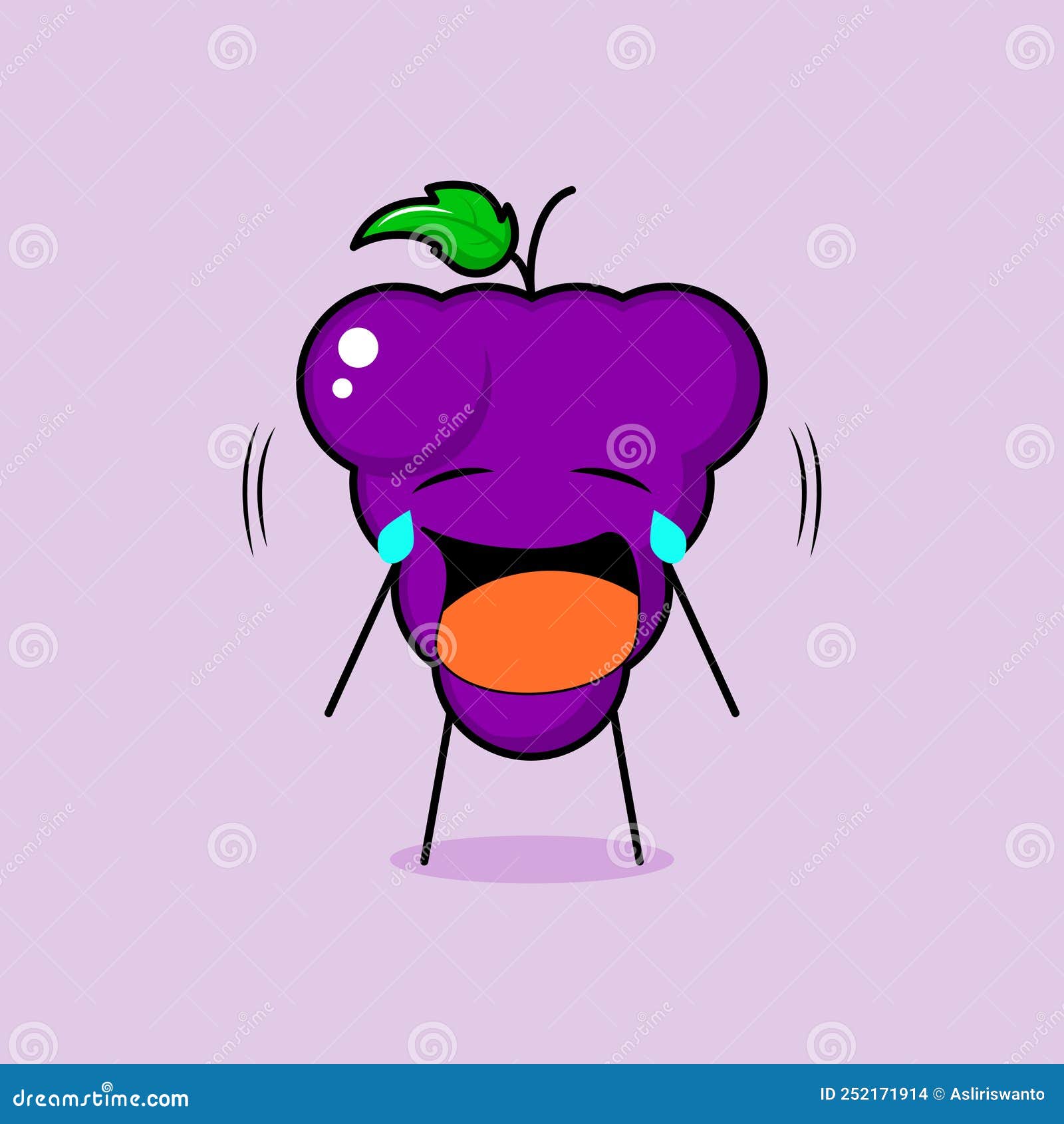 Cute Grape Character with Crying Expression. Green and Purple Stock ...