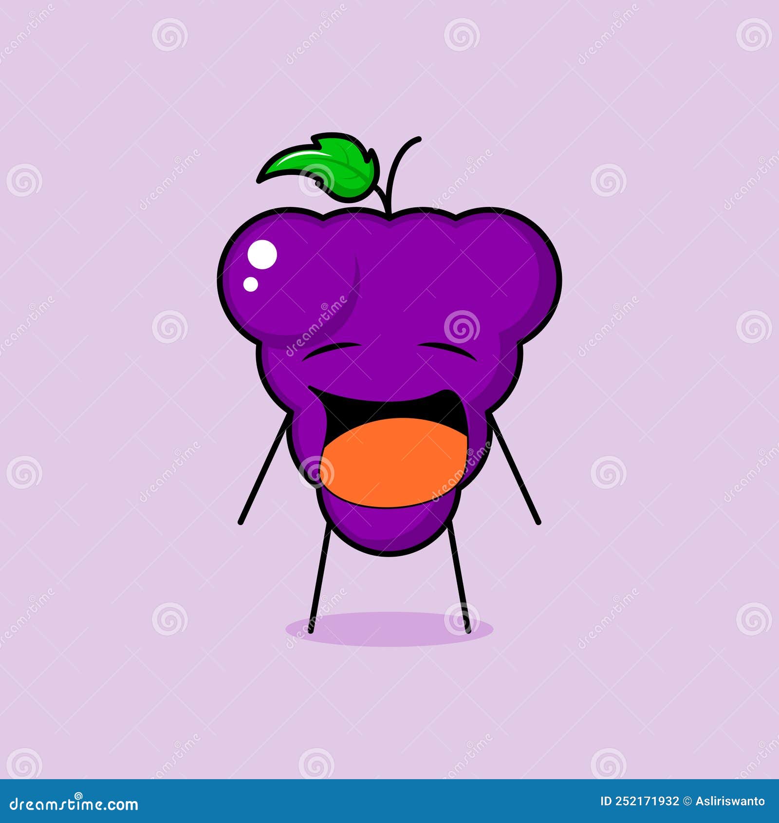 Cute Grape Character with Crying Expression and Mouth Open Stock Vector ...