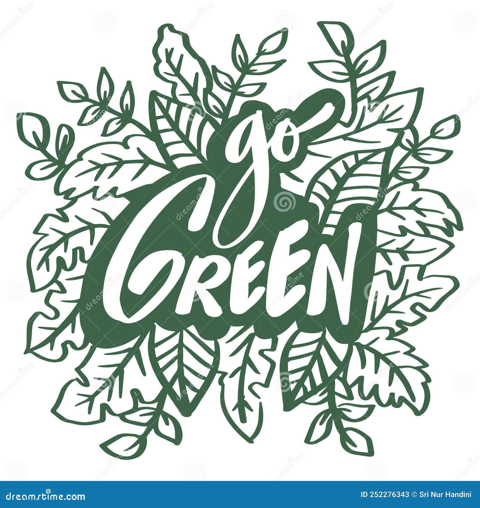 Go Green Lettering with Floral Decoration. Stock Vector - Illustration ...