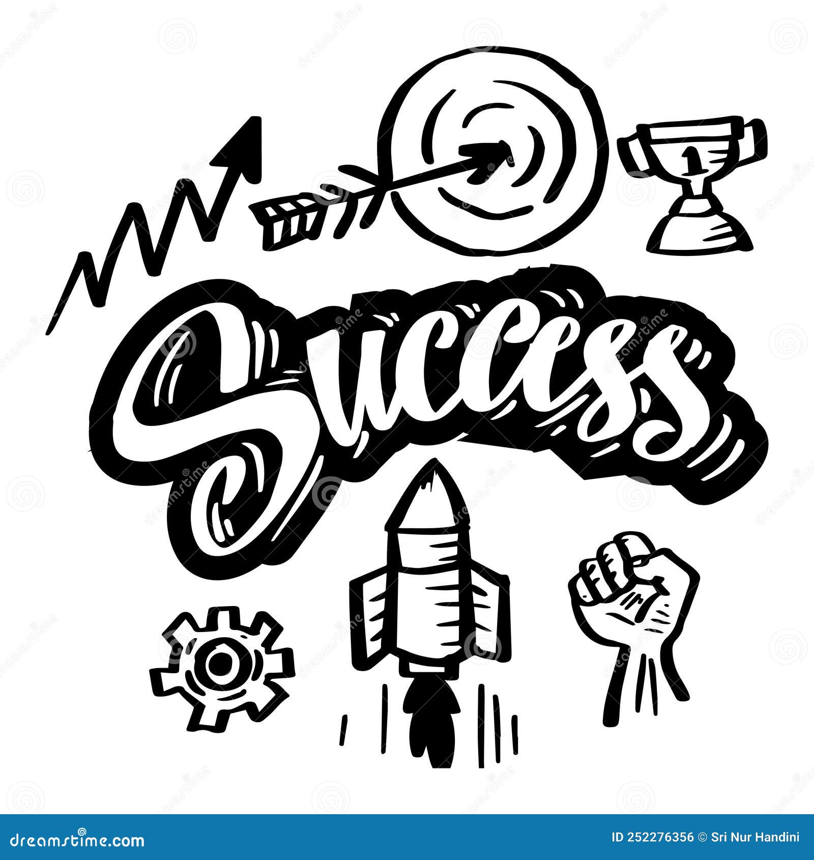 Hand Drawn Success Doodles Illustration Stock Vector - Illustration of ...