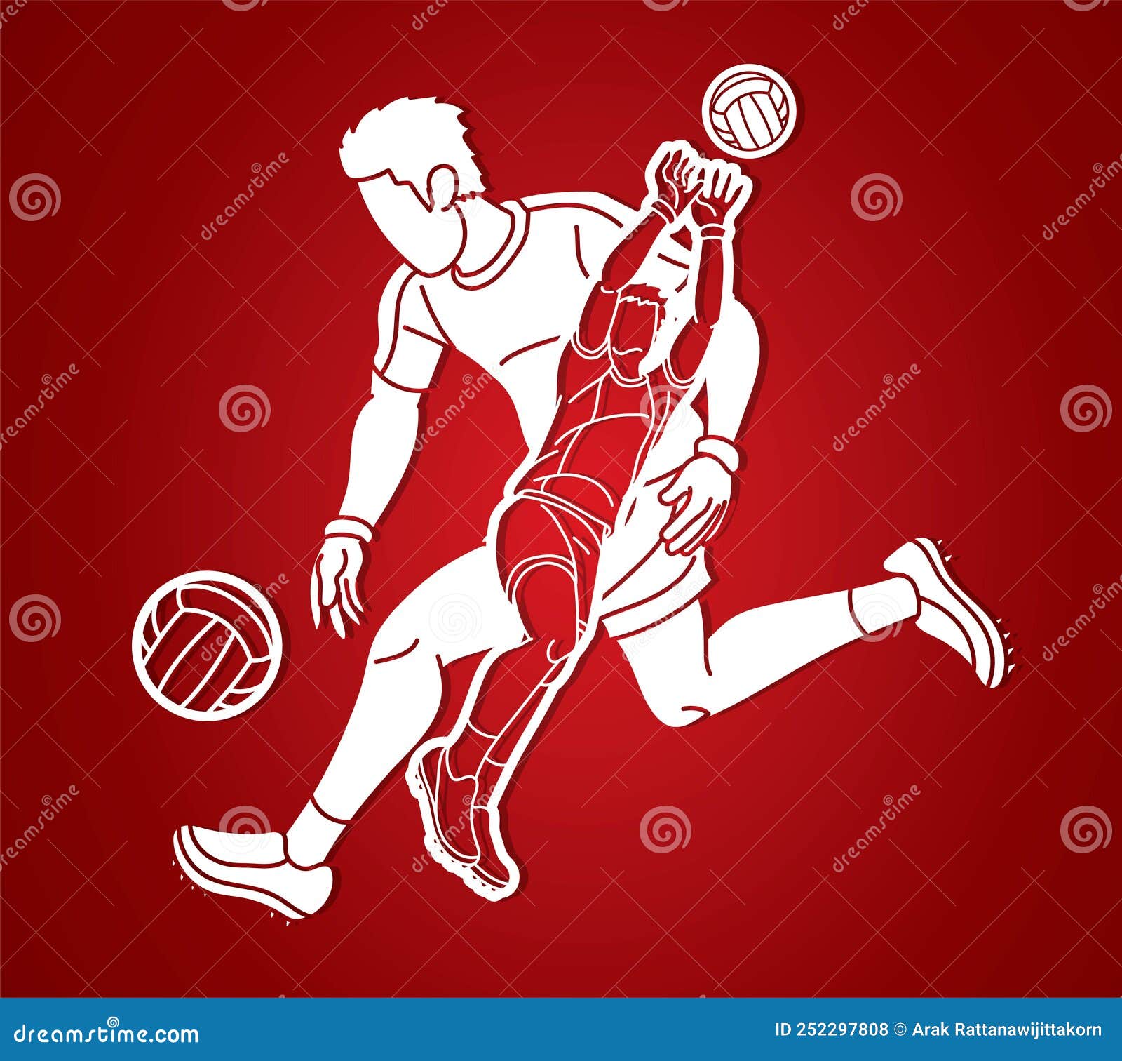 Group of Gaelic Football Male Players Action Cartoon Graphic Vector ...