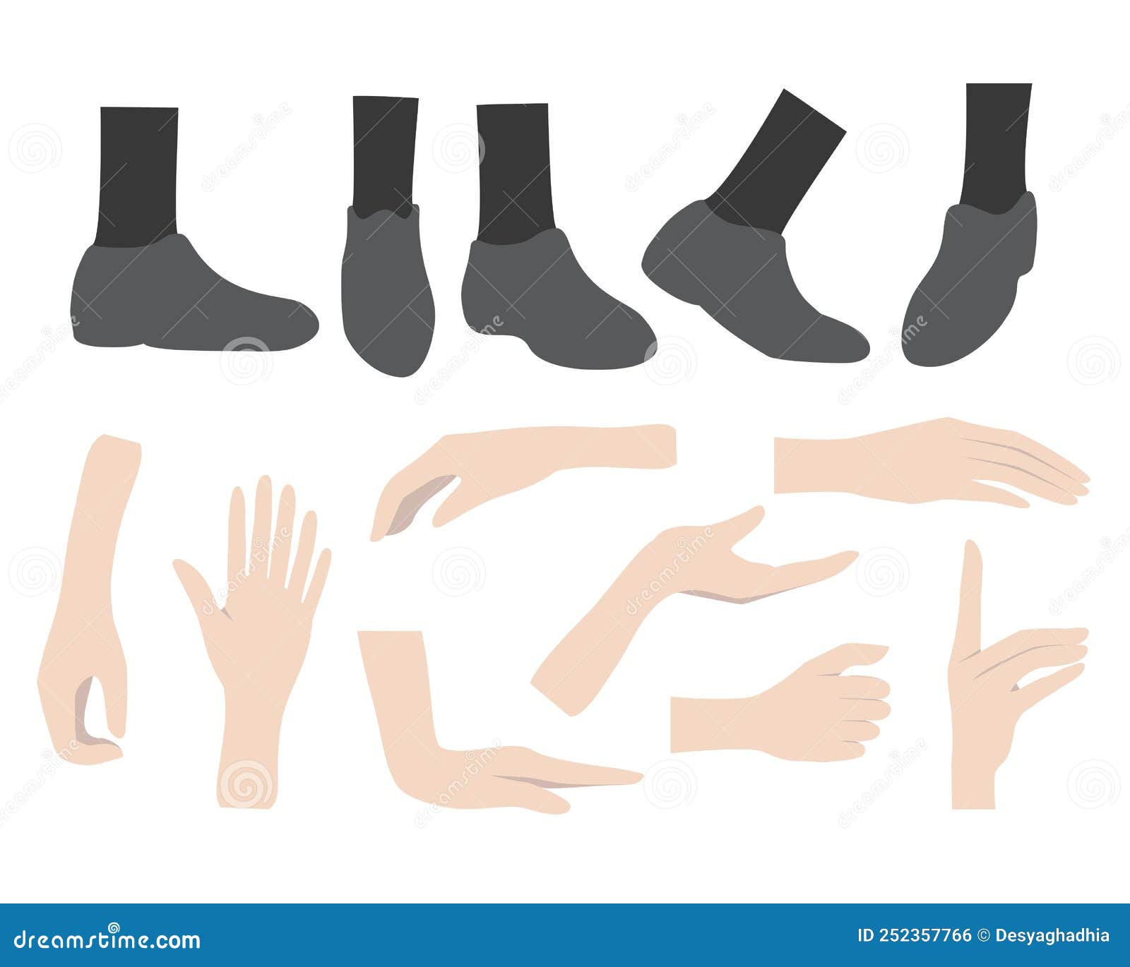 Hands and Foot in Different Gestures Vector Illustration. Stock Vector ...