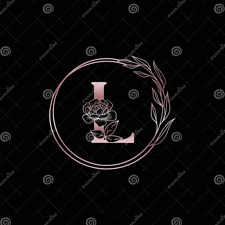 Decorative Rose Gold Letter L Design Beauty and Fashion Logo Stock ...