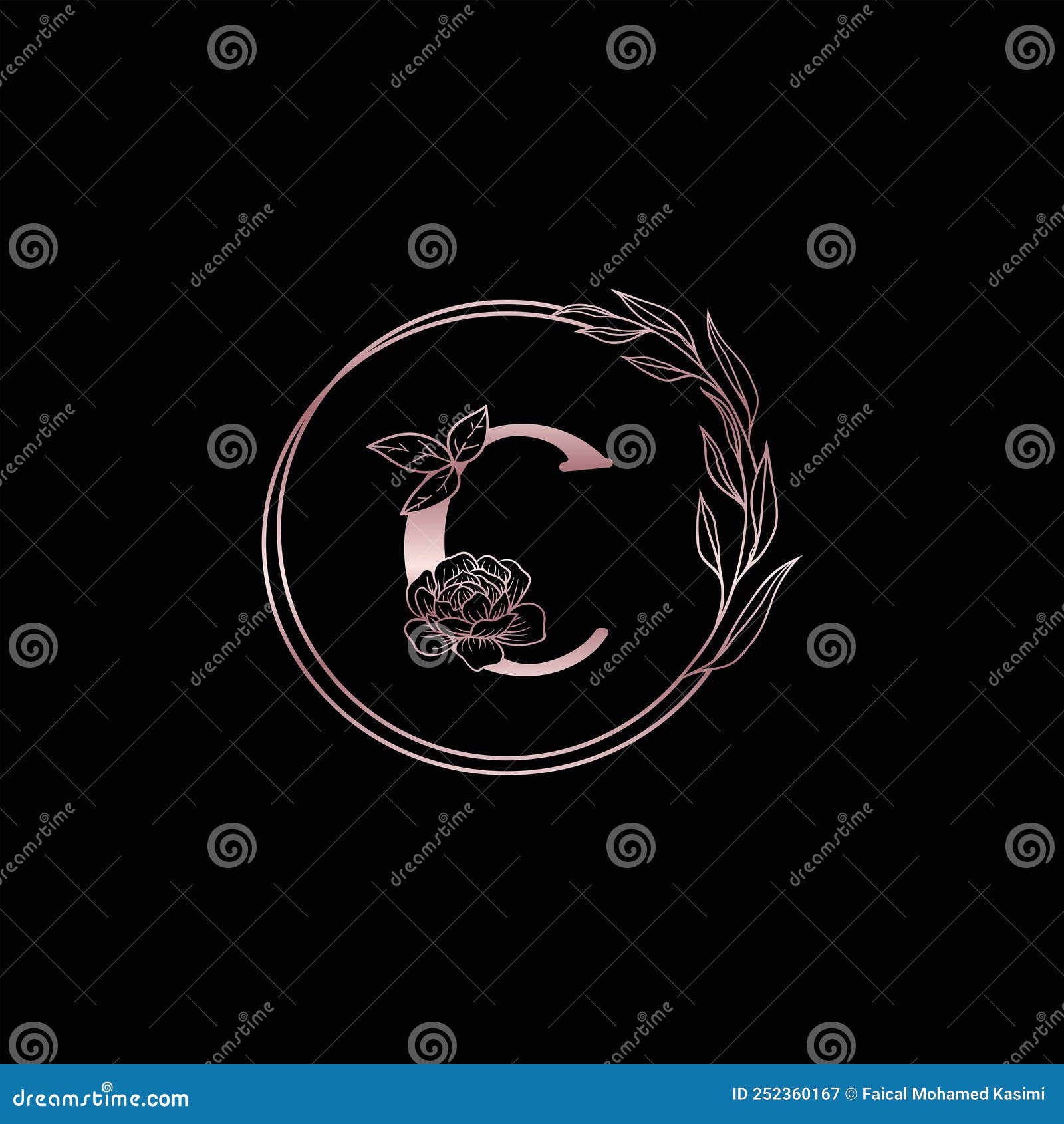 Decorative Rose Gold Letter C Design Beauty Fashion Logo Stock ...