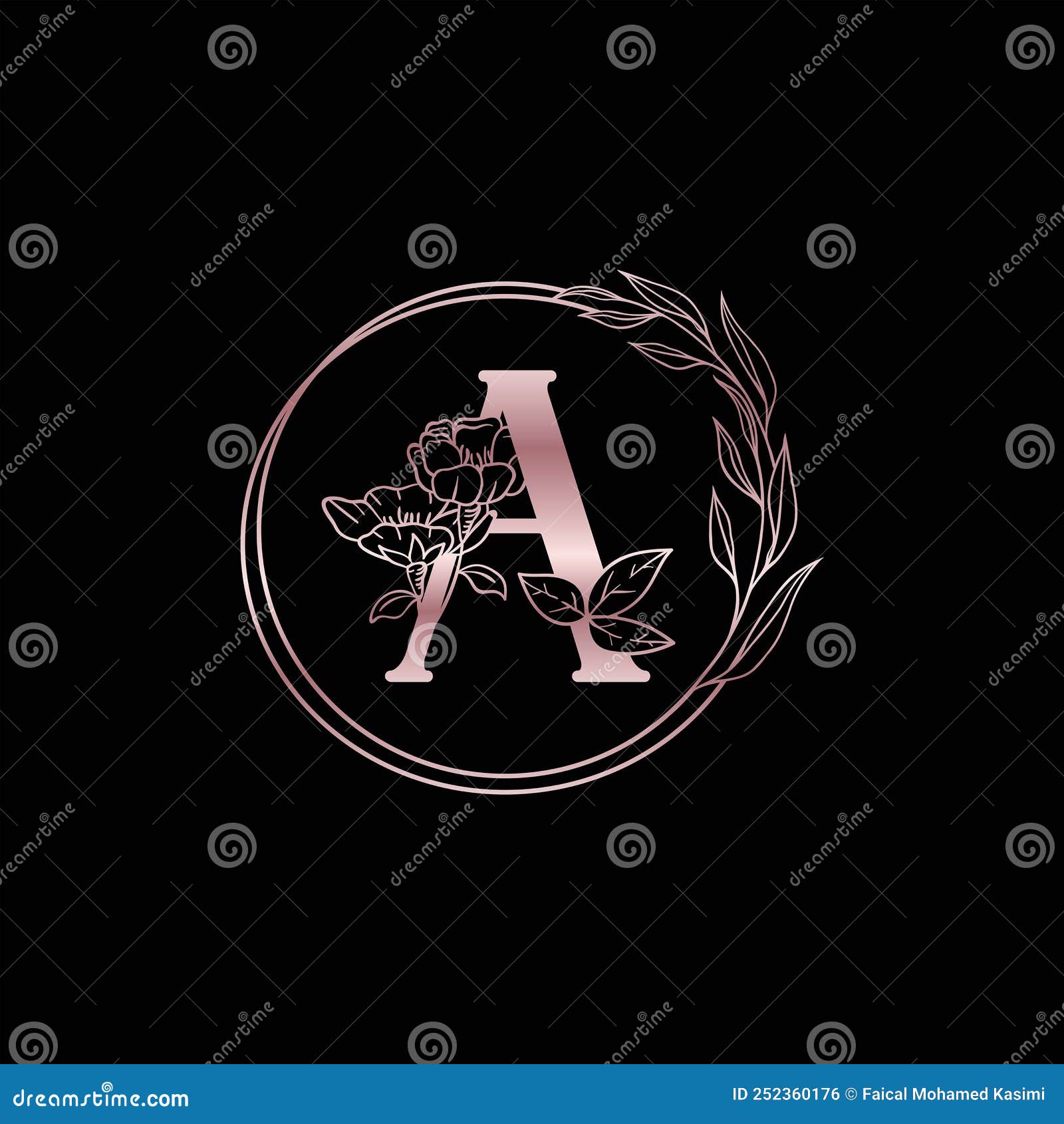 Decorative Rose Gold Letter a Logo Beauty Fashion Design Stock ...