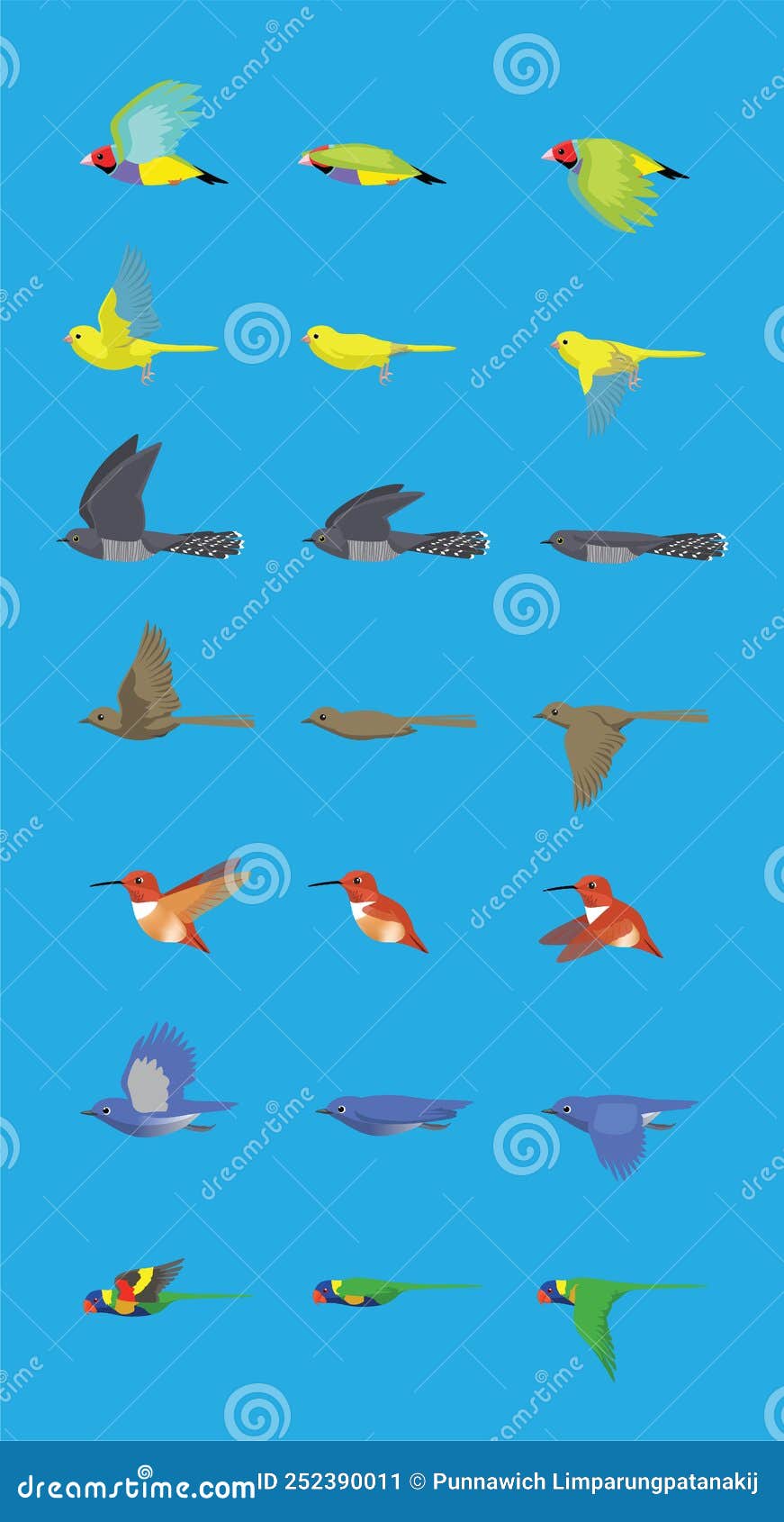 Animation Canary Yellow Flying Cute Cartoon Vector Illustration ...