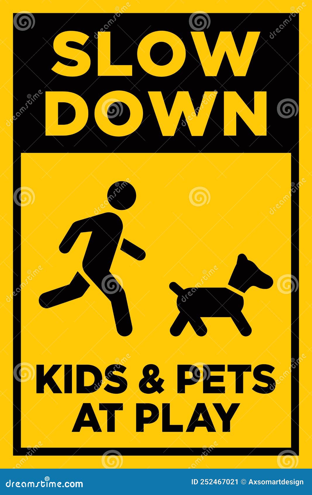 Slow Down - Kids and Pets at Play Sign | Child Safety Sign for ...
