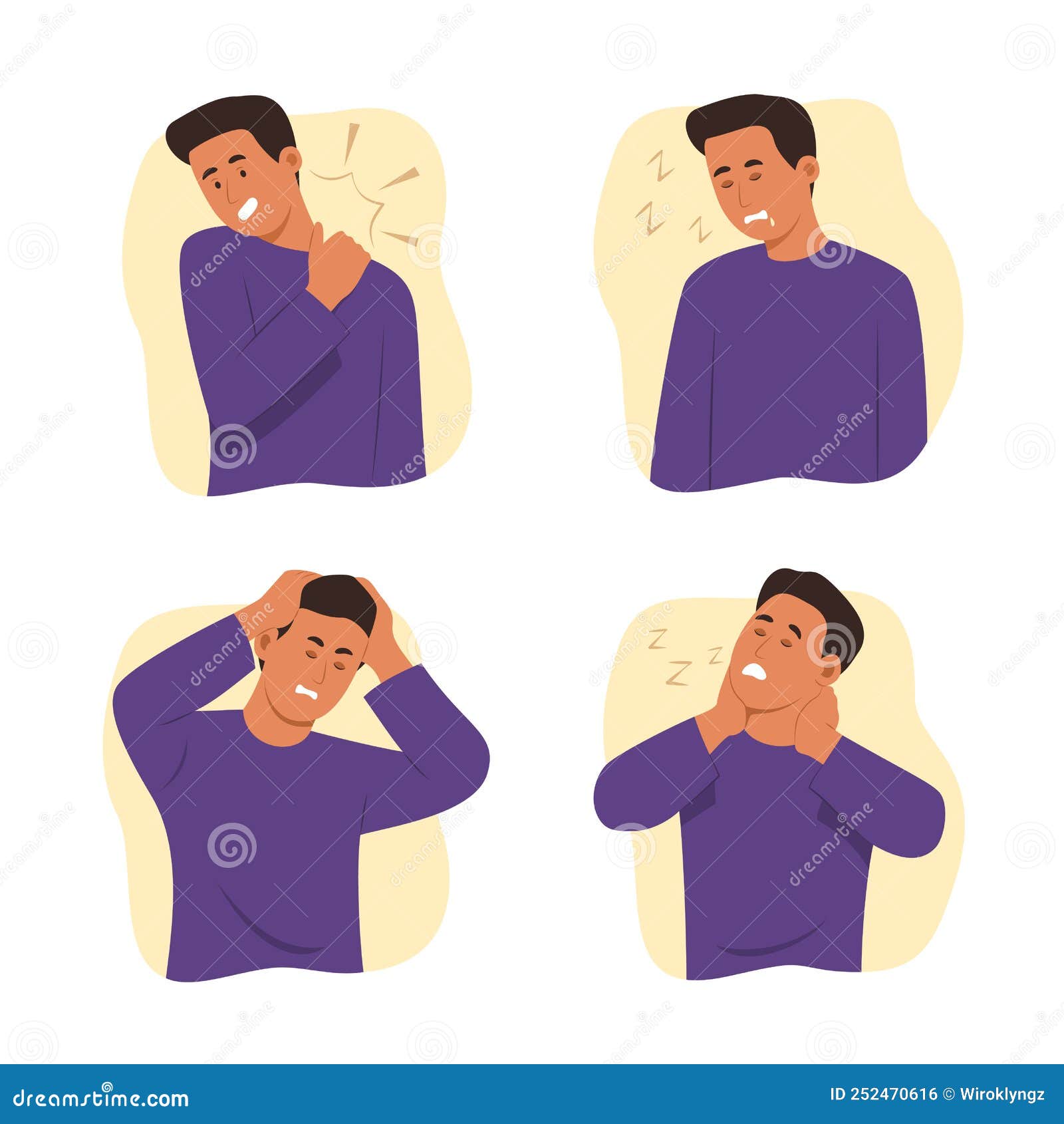 Tired Men Characters Illustration Set. Stock Vector - Illustration of ...