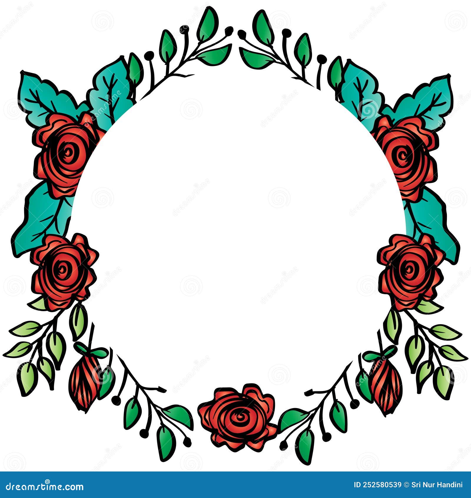 Floral Frame with Red Roses Flower Stock Illustration - Illustration of ...