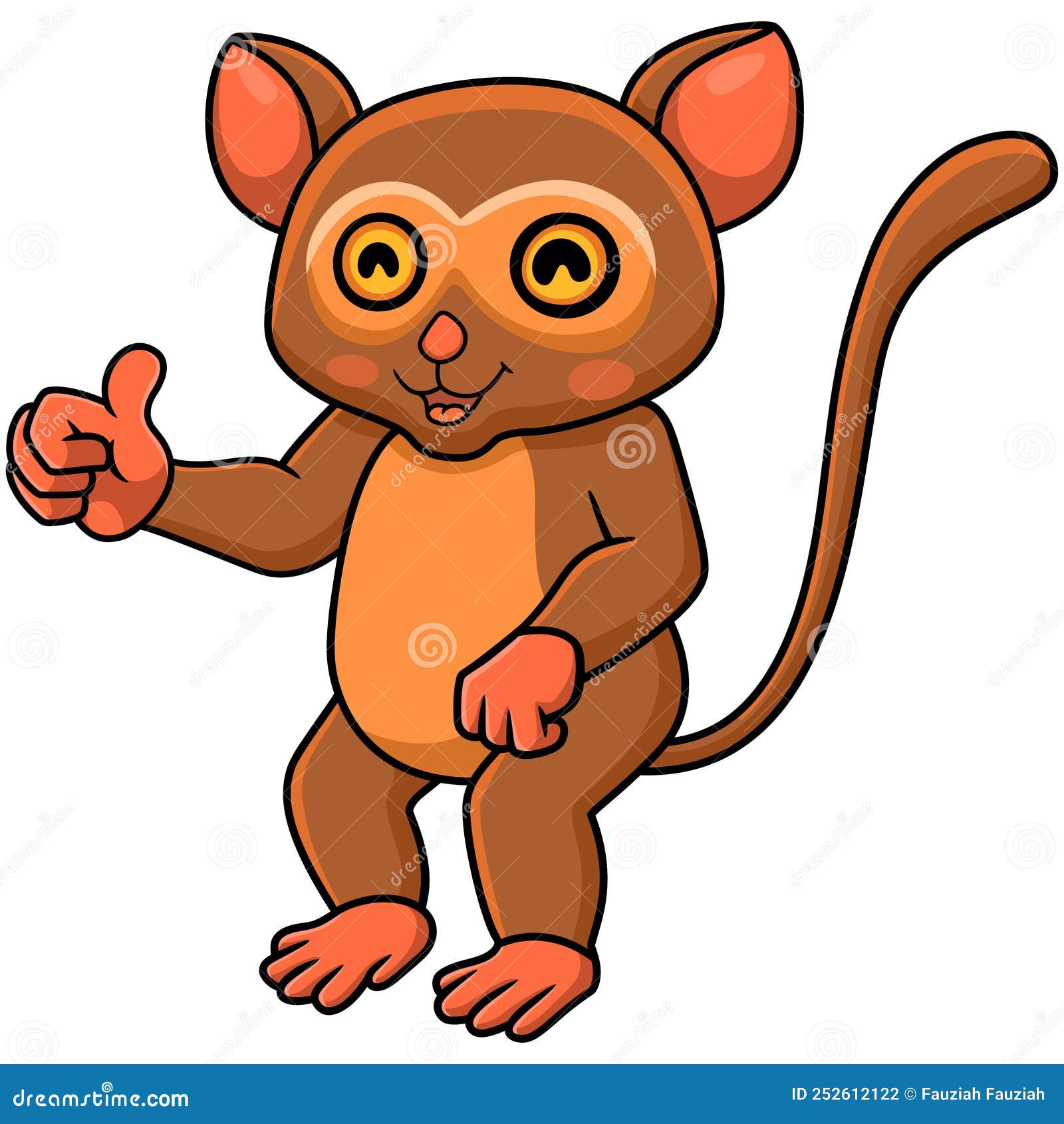Cute Little Tarsier Cartoon Giving Thumb Up Stock Vector - Illustration ...