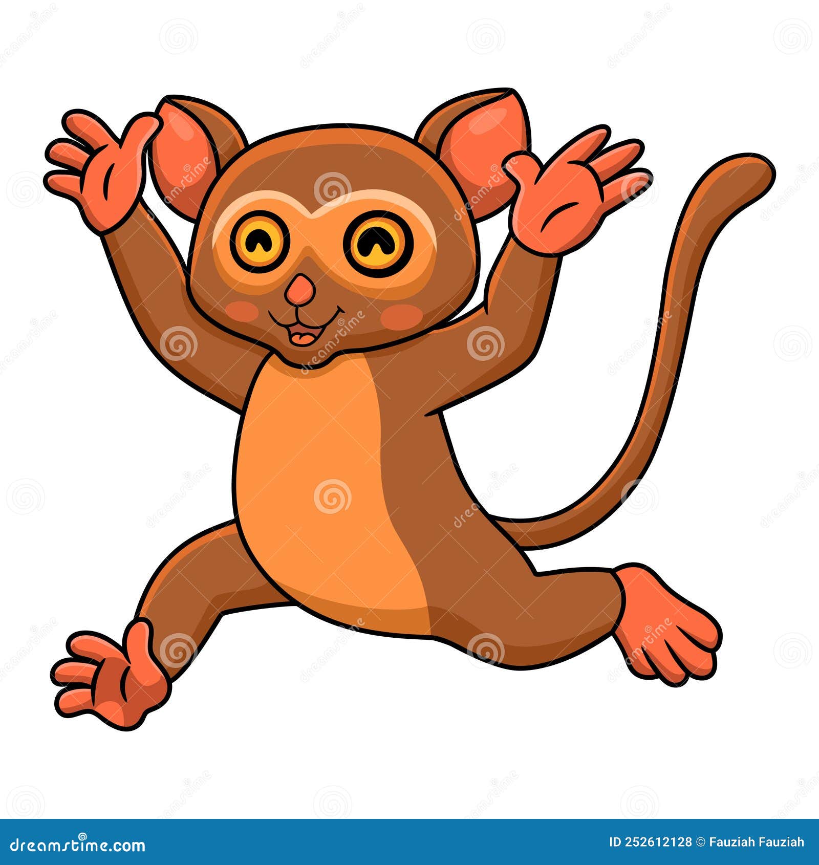 Cute Little Tarsier Cartoon Running Stock Vector - Illustration of ...