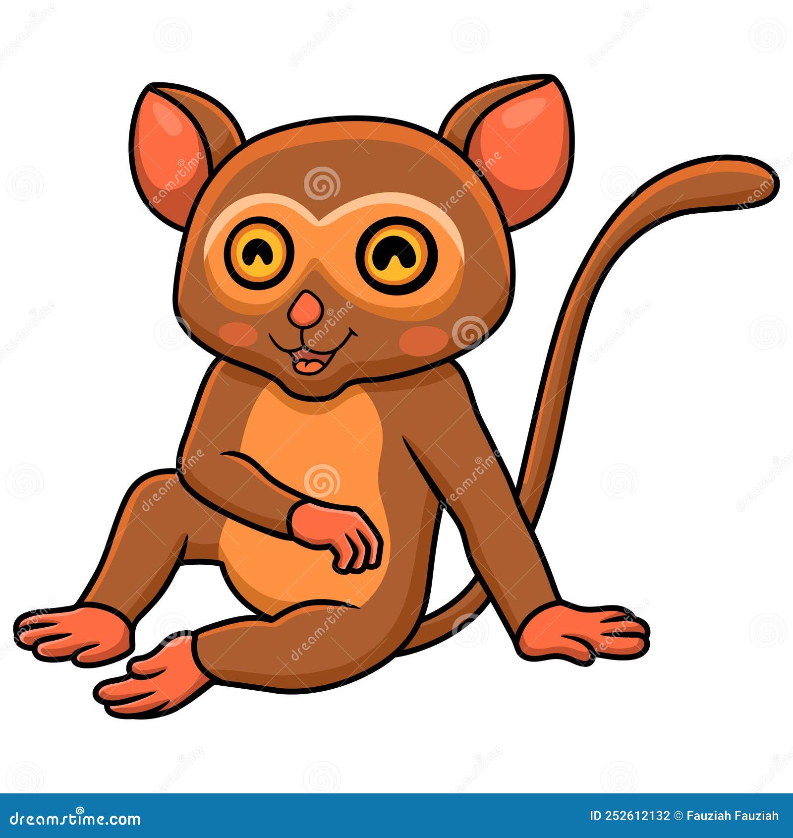 Cute Little Tarsier Cartoon Sitting Stock Vector - Illustration of cute ...