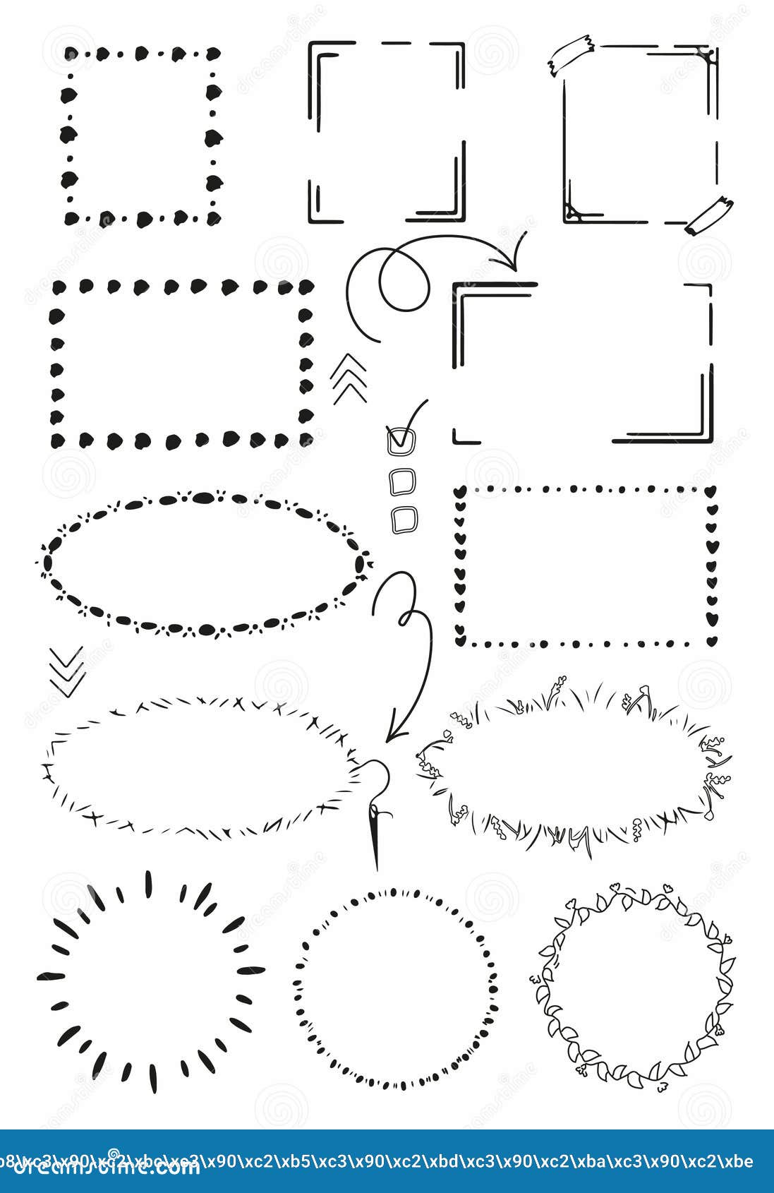 Set Of Black Graphic Floral Borders For Text, Photos, Templates For ...