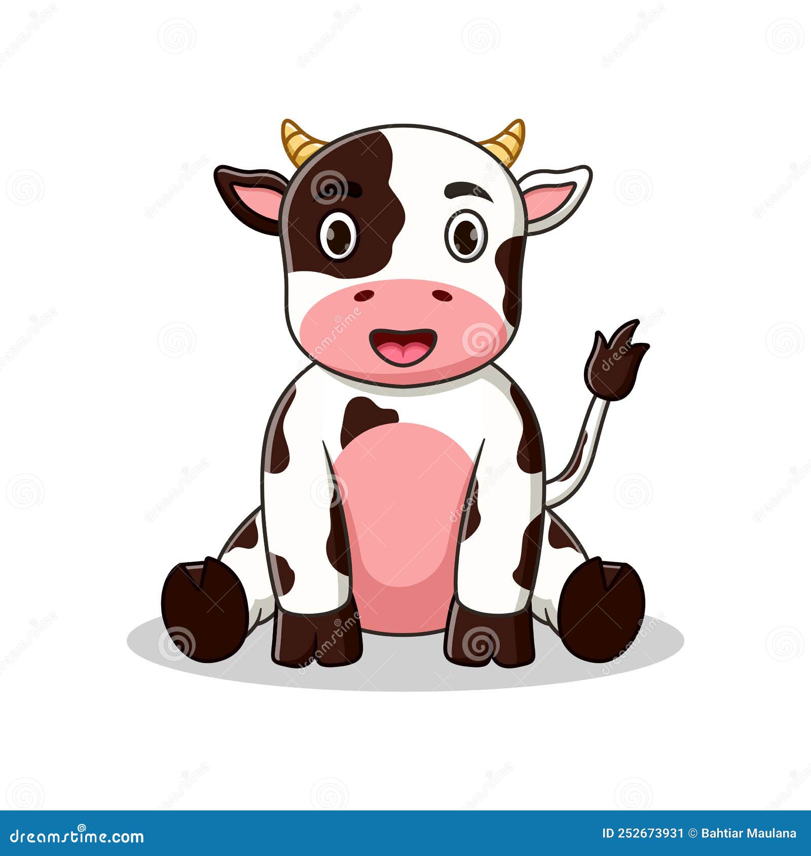 Cartoon Cute Baby Cow Sitting Stock Vector - Illustration of comic ...