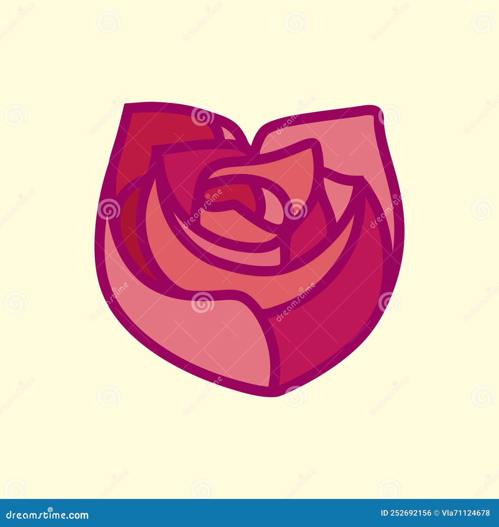Heart Shaped Pink Rosebud Romantic Symbol Stock Vector - Illustration ...