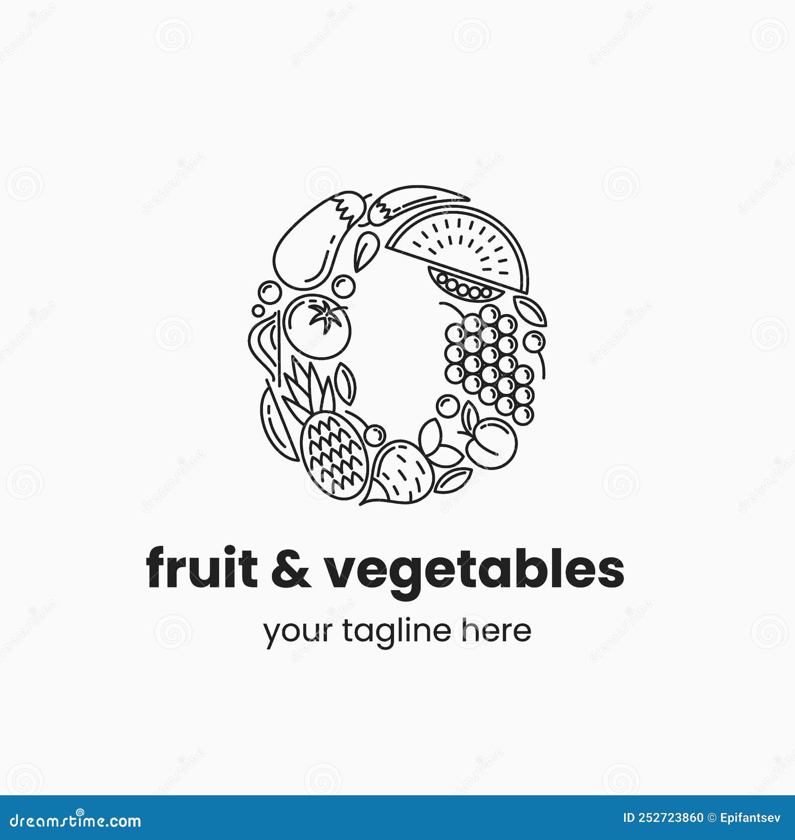 Letter O Made of Fruit and Vegetables. Organic Food Logo Concept Stock ...
