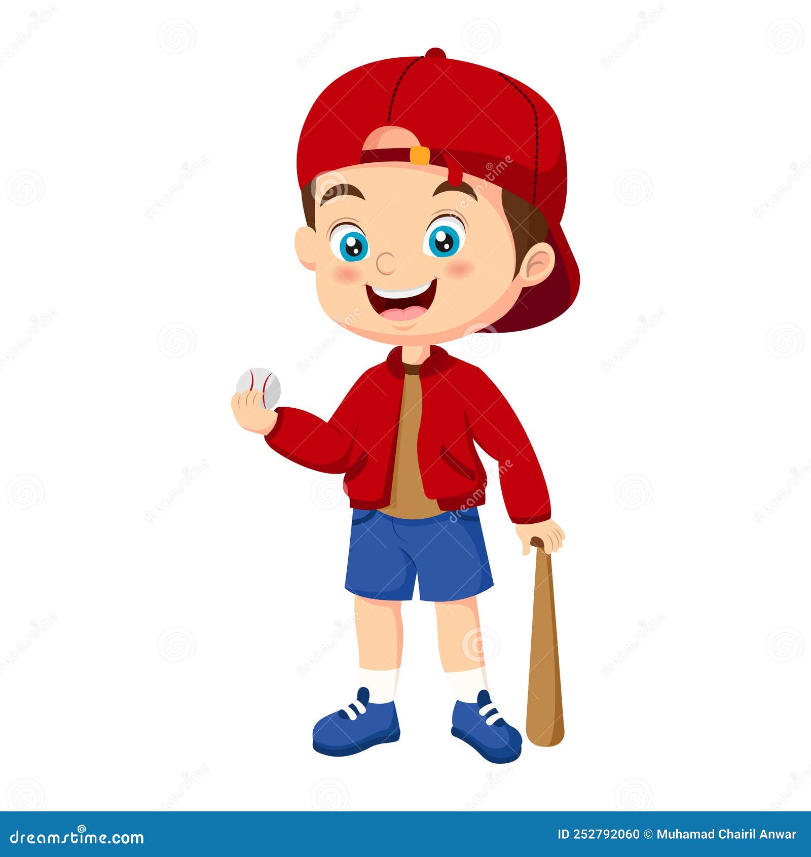 Cute Little Boy Baseball Player Stock Vector - Illustration of athletic ...
