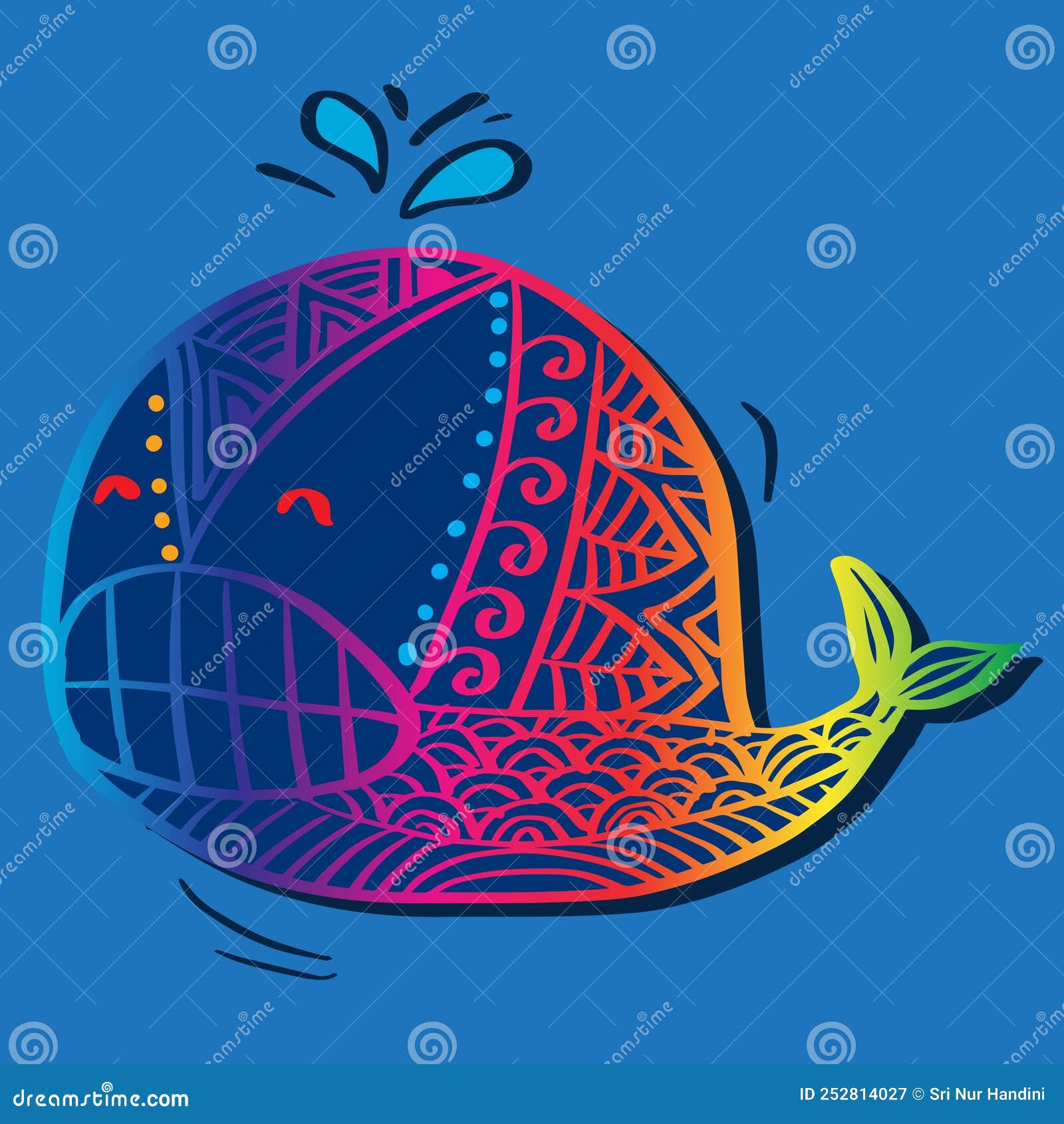 Hand Drawn Zentangle Whale Illustration Stock Illustration ...