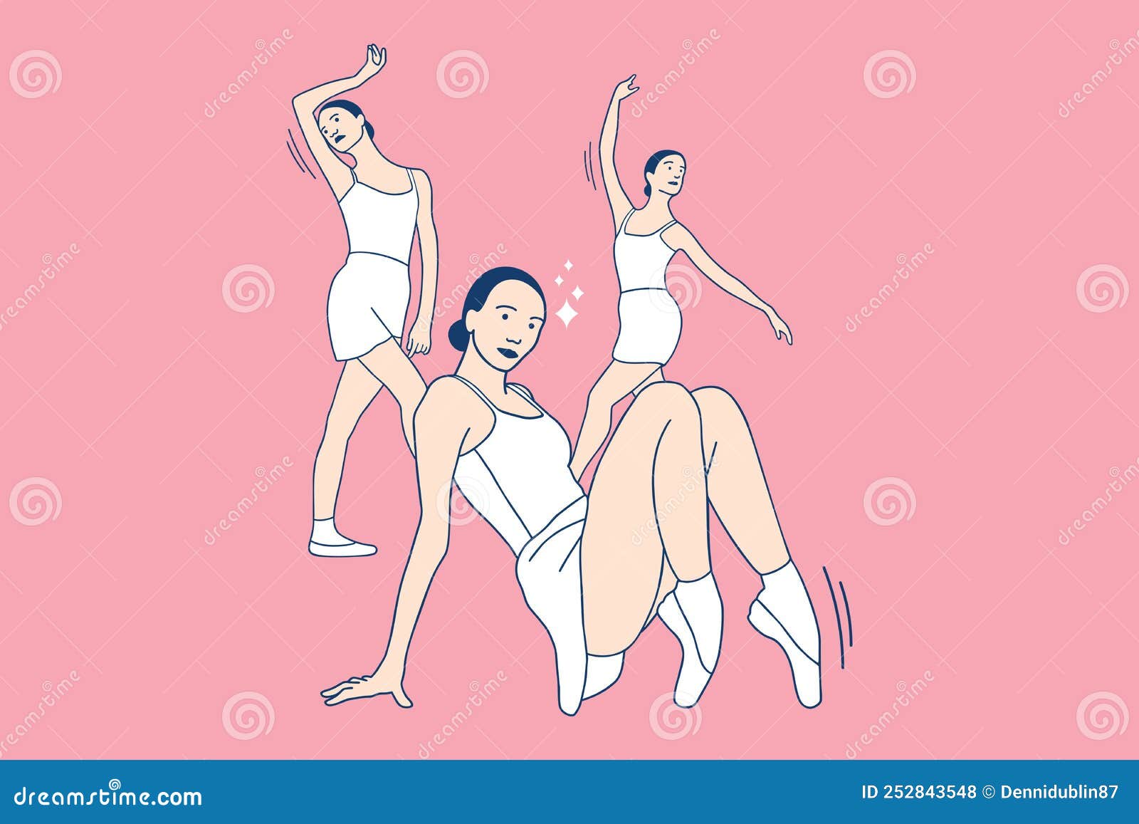 Beautiful Ballerinas Dance, Keys With Bows And Fresh Spring Flower ...