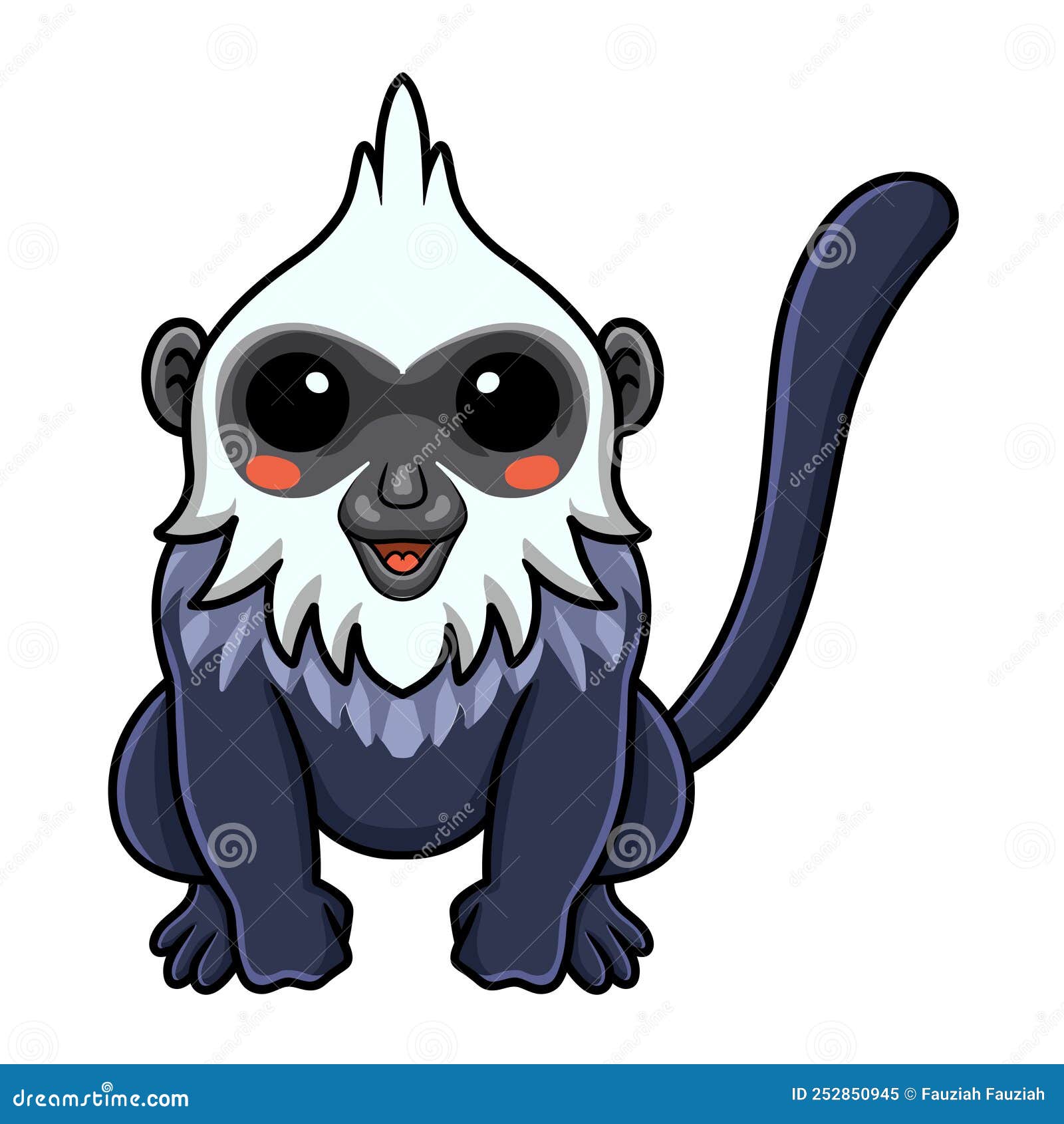 Cute White Headed Langur Cartoon Sitting Stock Vector - Illustration of ...