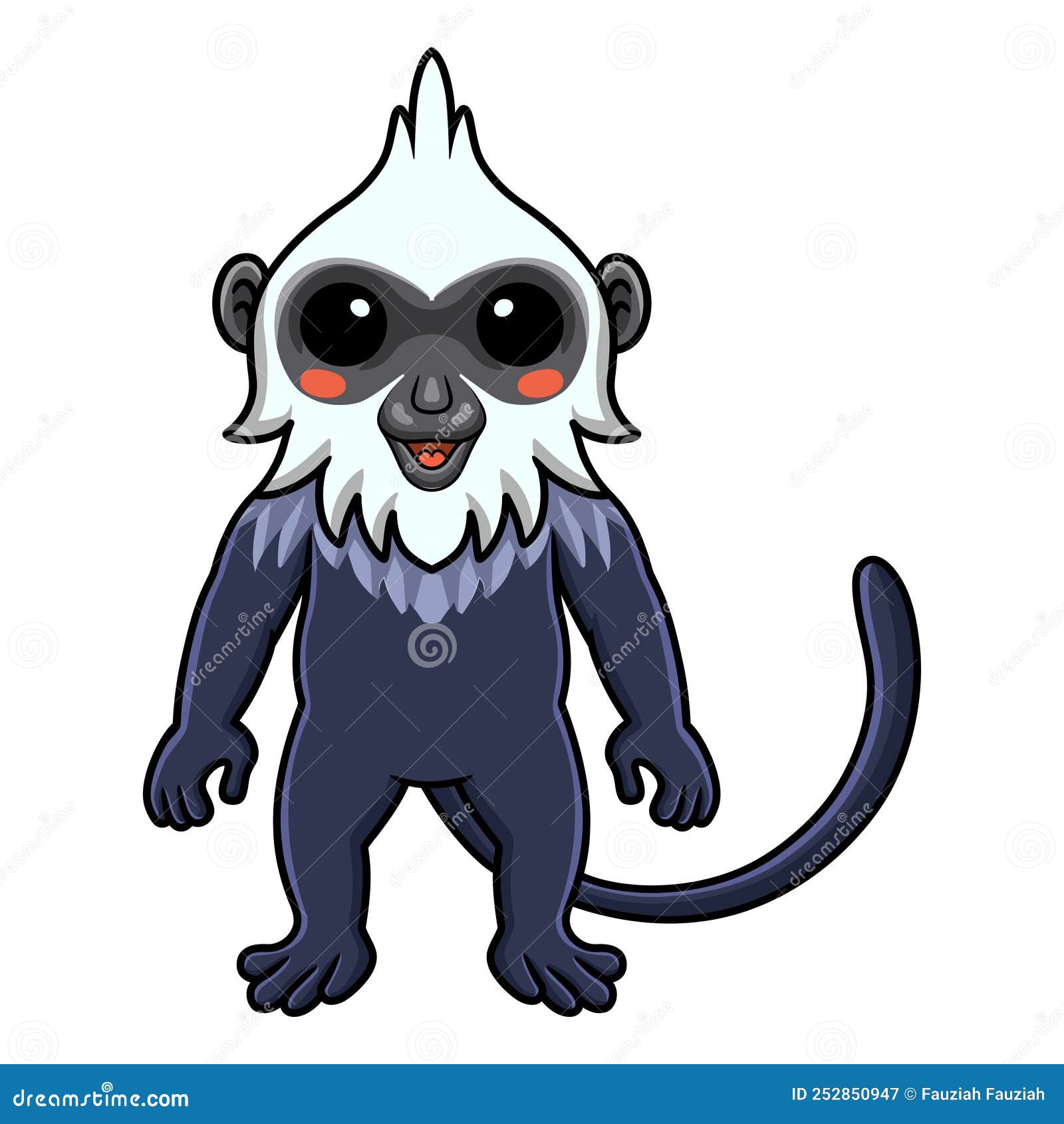 Cute White Headed Langur Cartoon Standing Stock Vector - Illustration ...