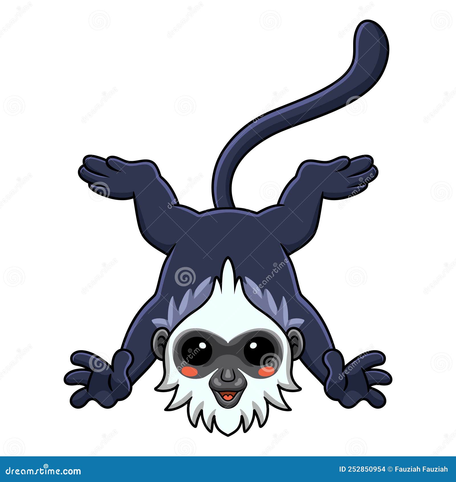 Cute White Headed Langur Cartoon Posing Stock Vector - Illustration of ...