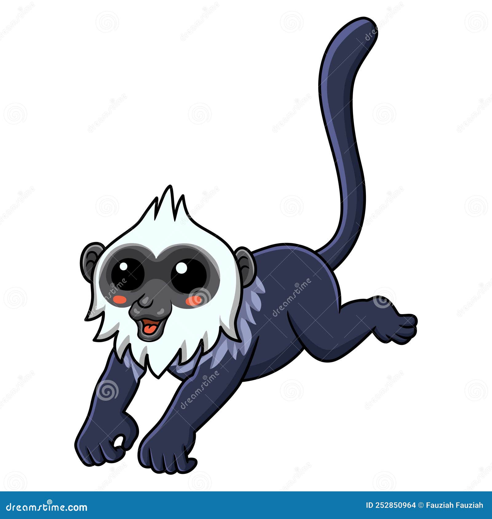 Cute White Headed Langur Cartoon Jumping Stock Vector - Illustration of ...