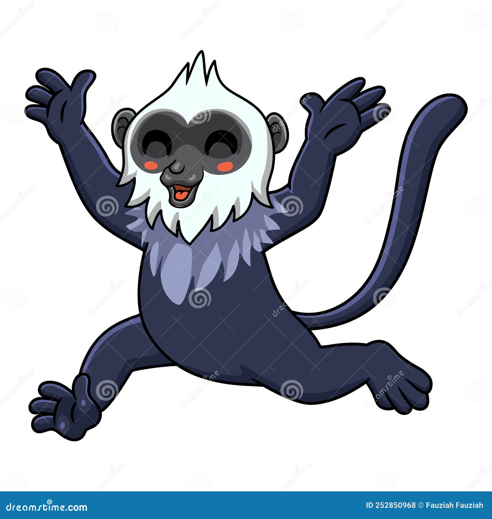 Cute White Headed Langur Cartoon Running Stock Vector - Illustration of ...