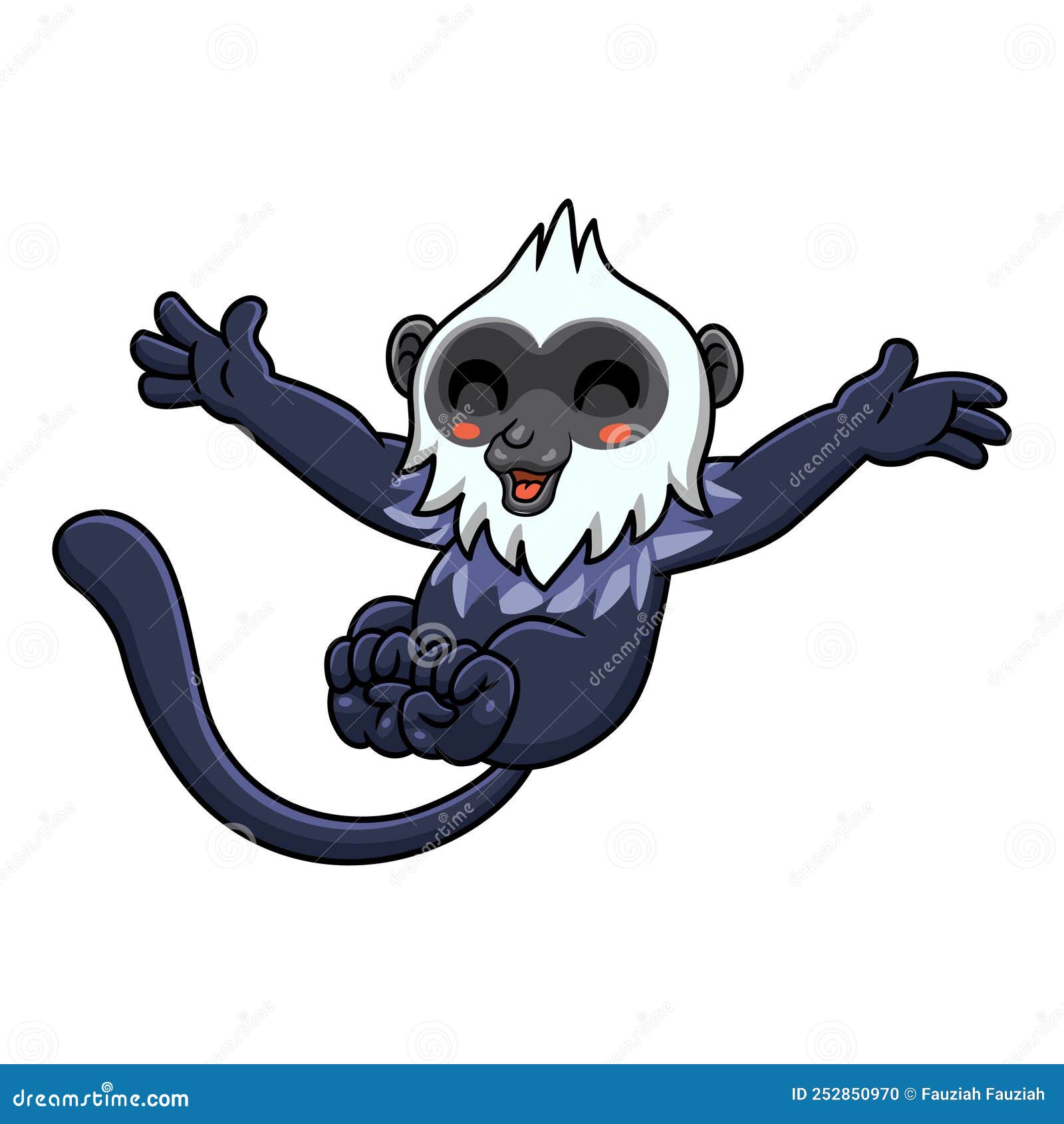 Cute White Headed Langur Cartoon Posing Stock Vector - Illustration of ...