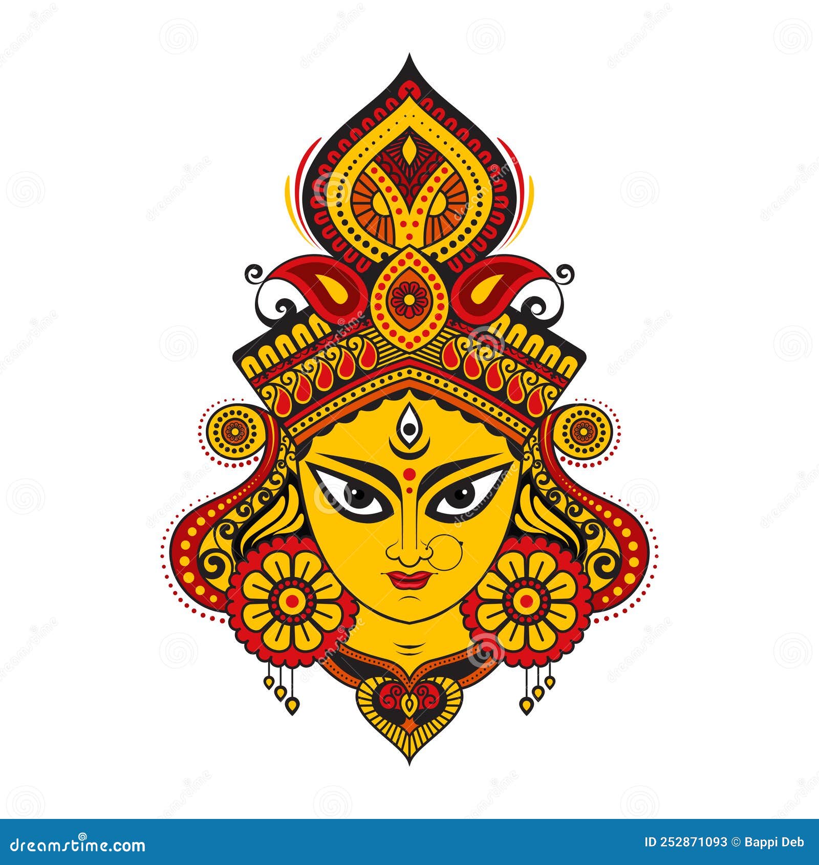 Hindu Gojddess Durga Face Illustration Vector Design Stock Vector ...
