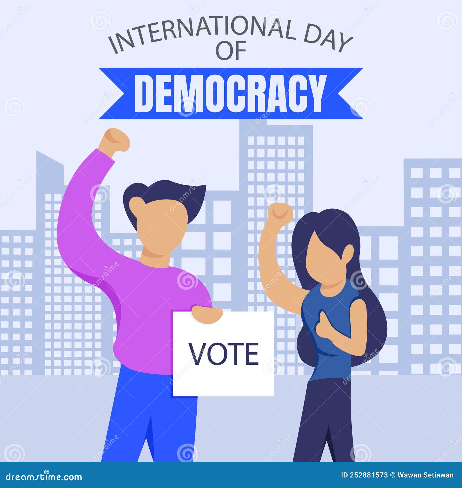 Illustration Vector Graphic of a Young Couple Holding Voting Cards ...