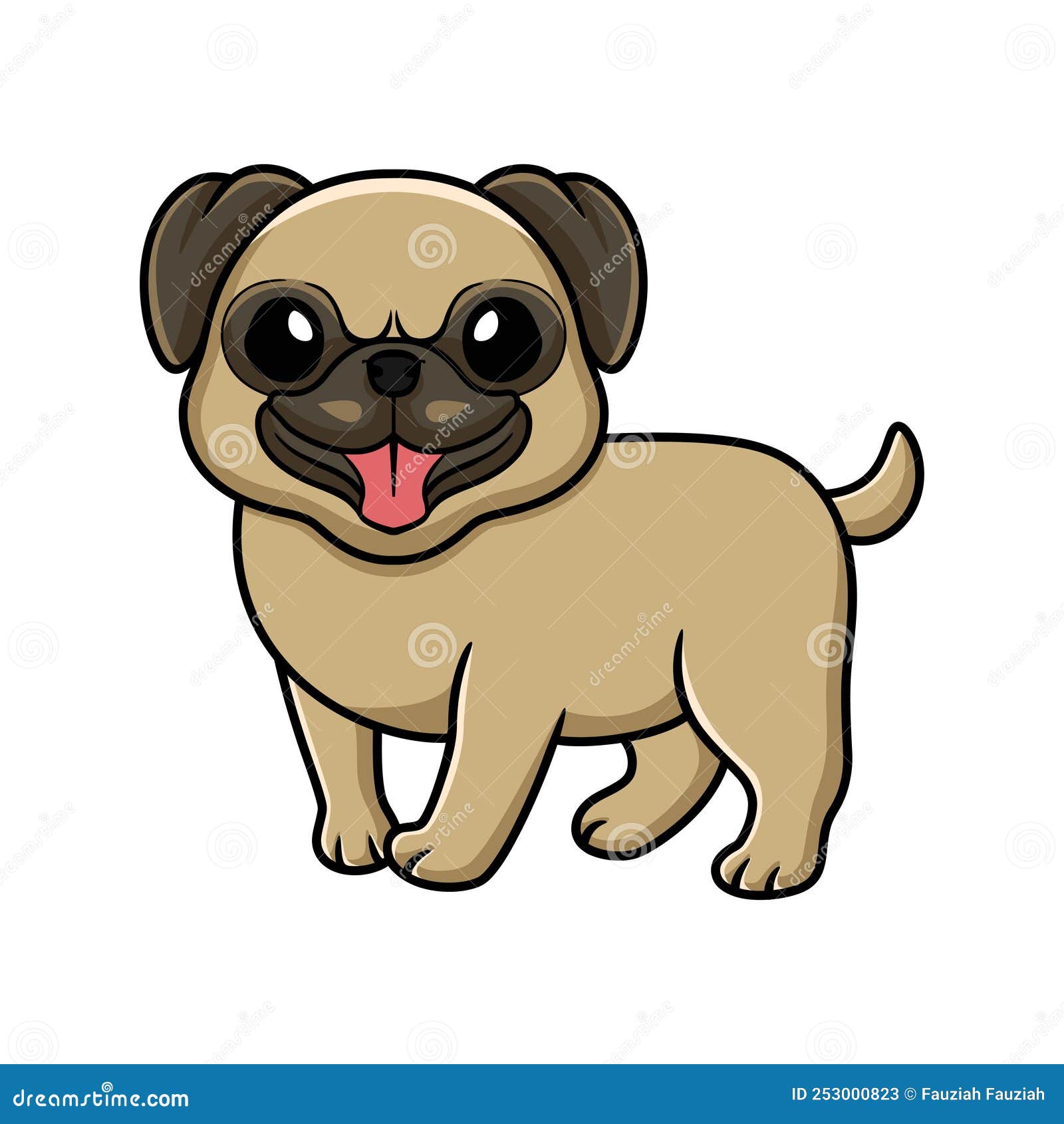 Cute Little Pug Dog Cartoon Stock Vector - Illustration of doggy ...