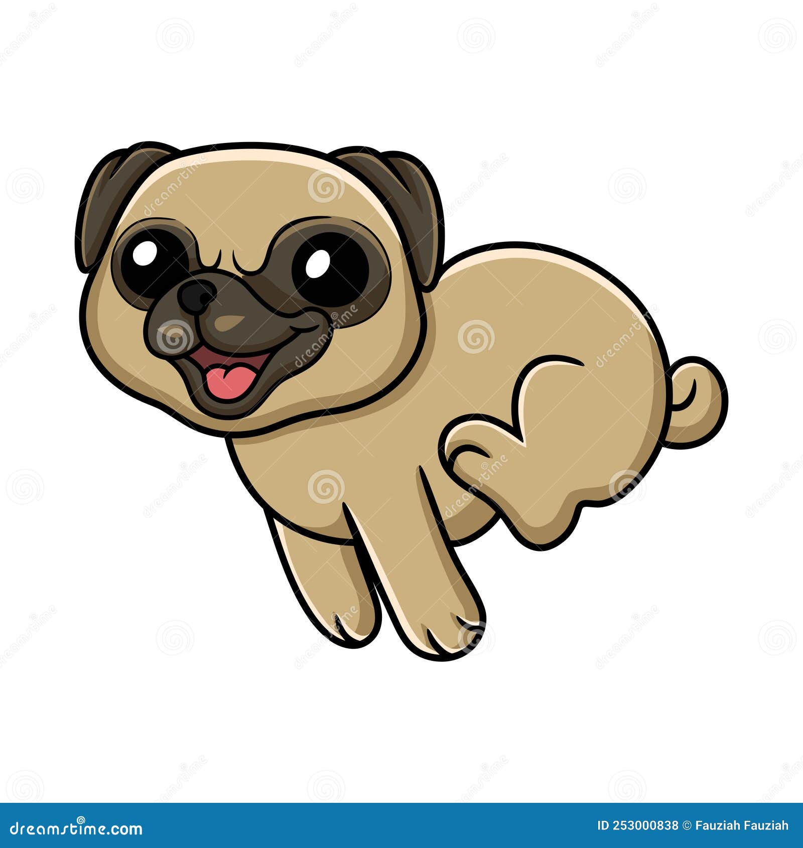 Cute Little Pug Dog Cartoon Running Stock Vector - Illustration of baby ...