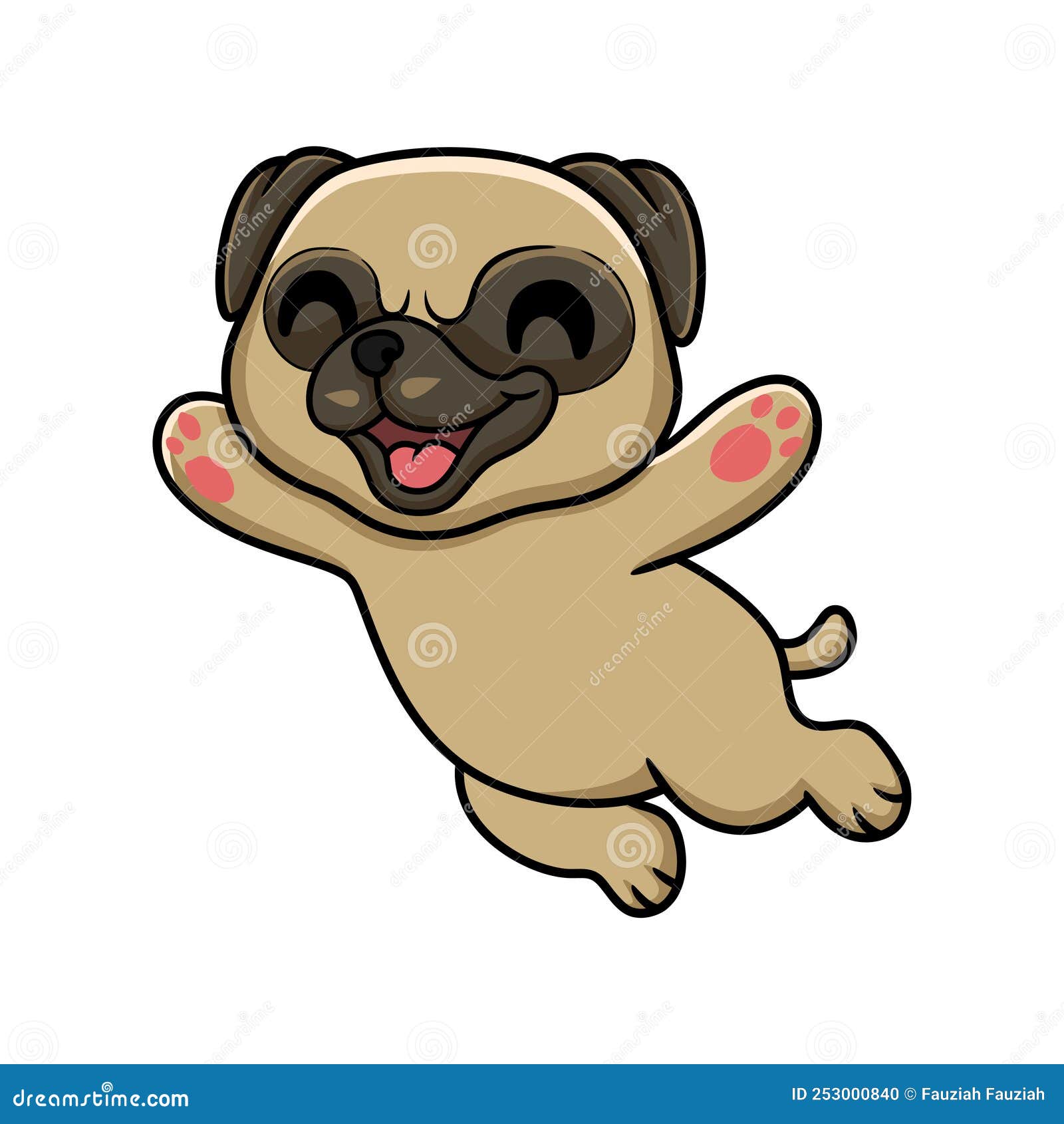 Cute Little Pug Dog Cartoon Stock Vector - Illustration of beige ...