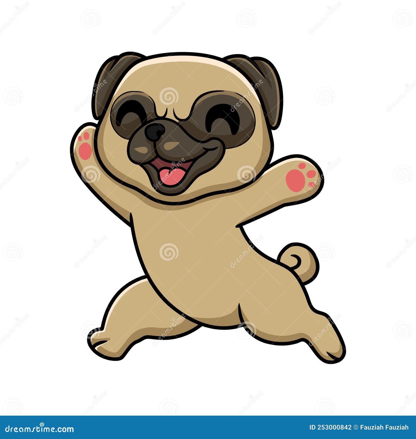 Cute Little Pug Dog Cartoon Stock Vector - Illustration of graphic ...