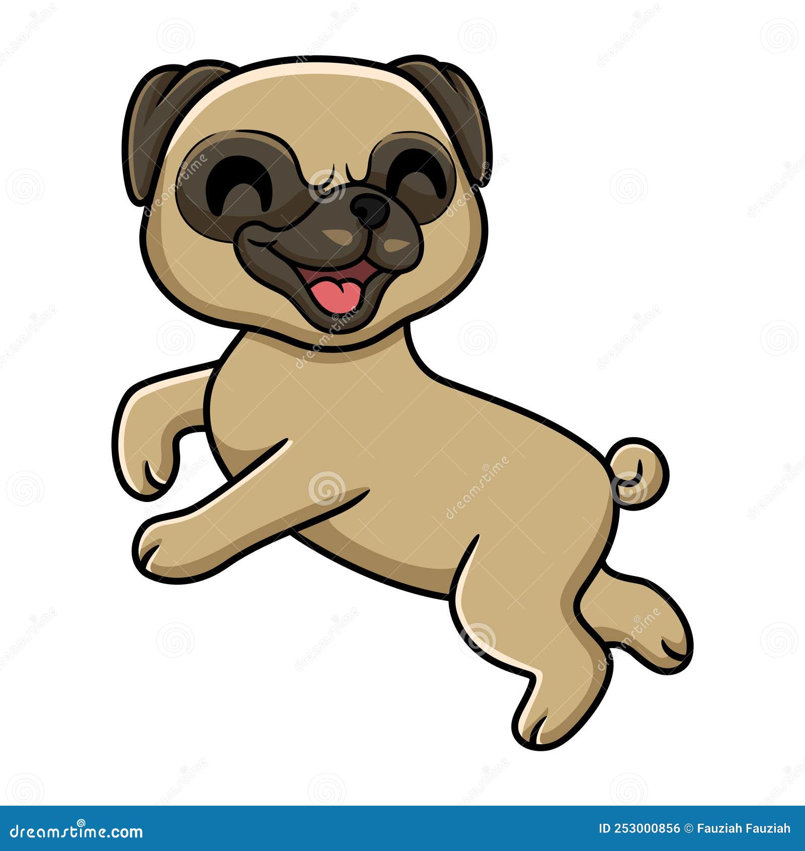 Cute Little Pug Dog Cartoon Stock Vector - Illustration of creature ...